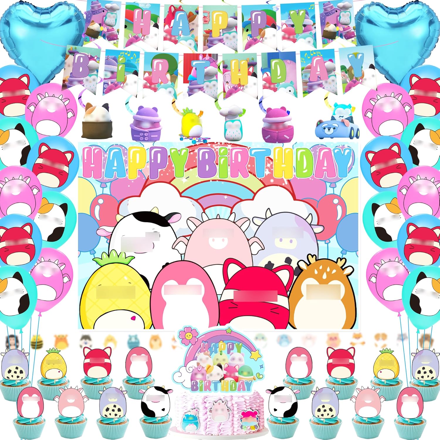 Amazon.com: 127PCS Cartoon Birthday Party Supplies, Party Decorations ...