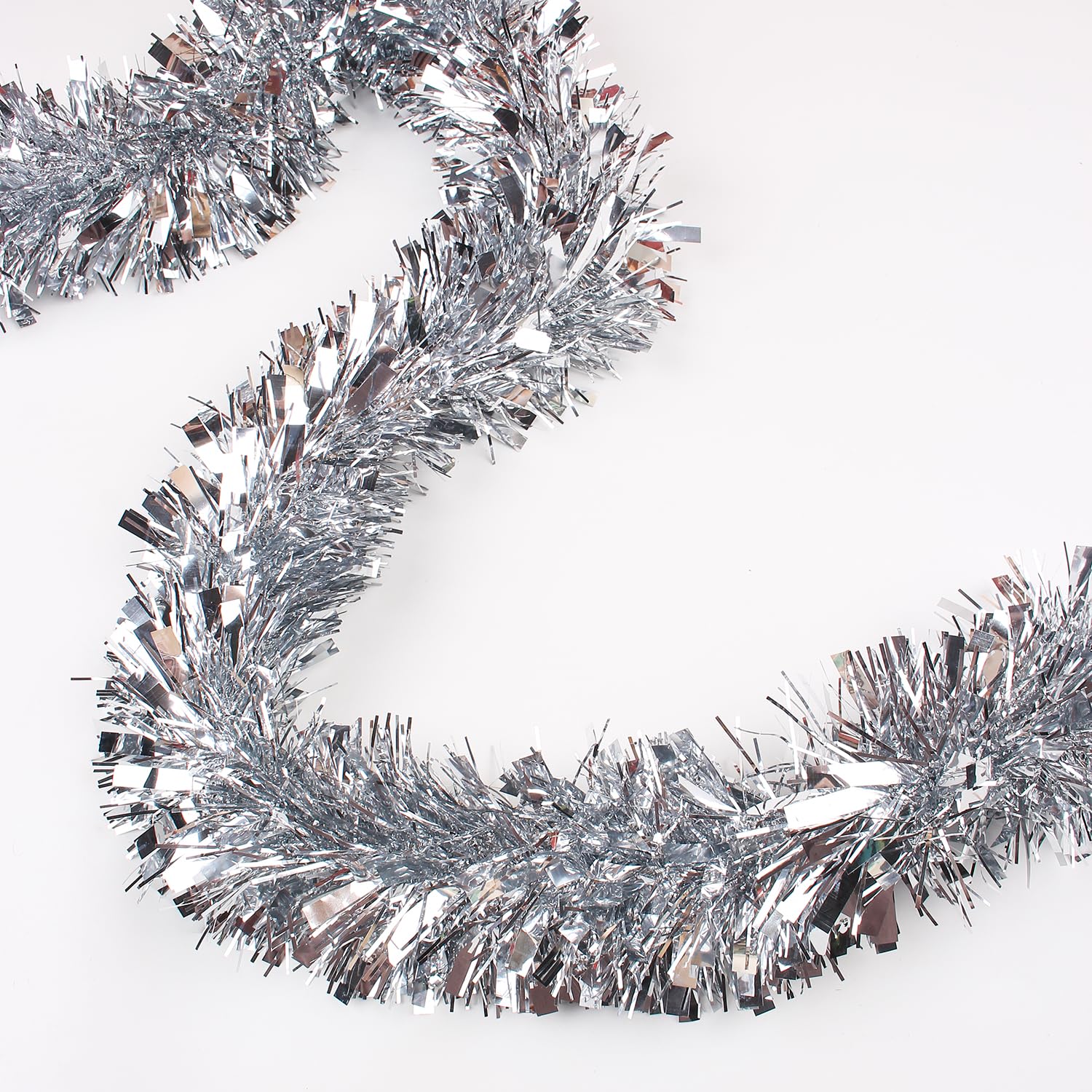 Amazon.com: LZZYWYDTT 33FT Christmas Tinsel Garland,Silvery Shiny ...