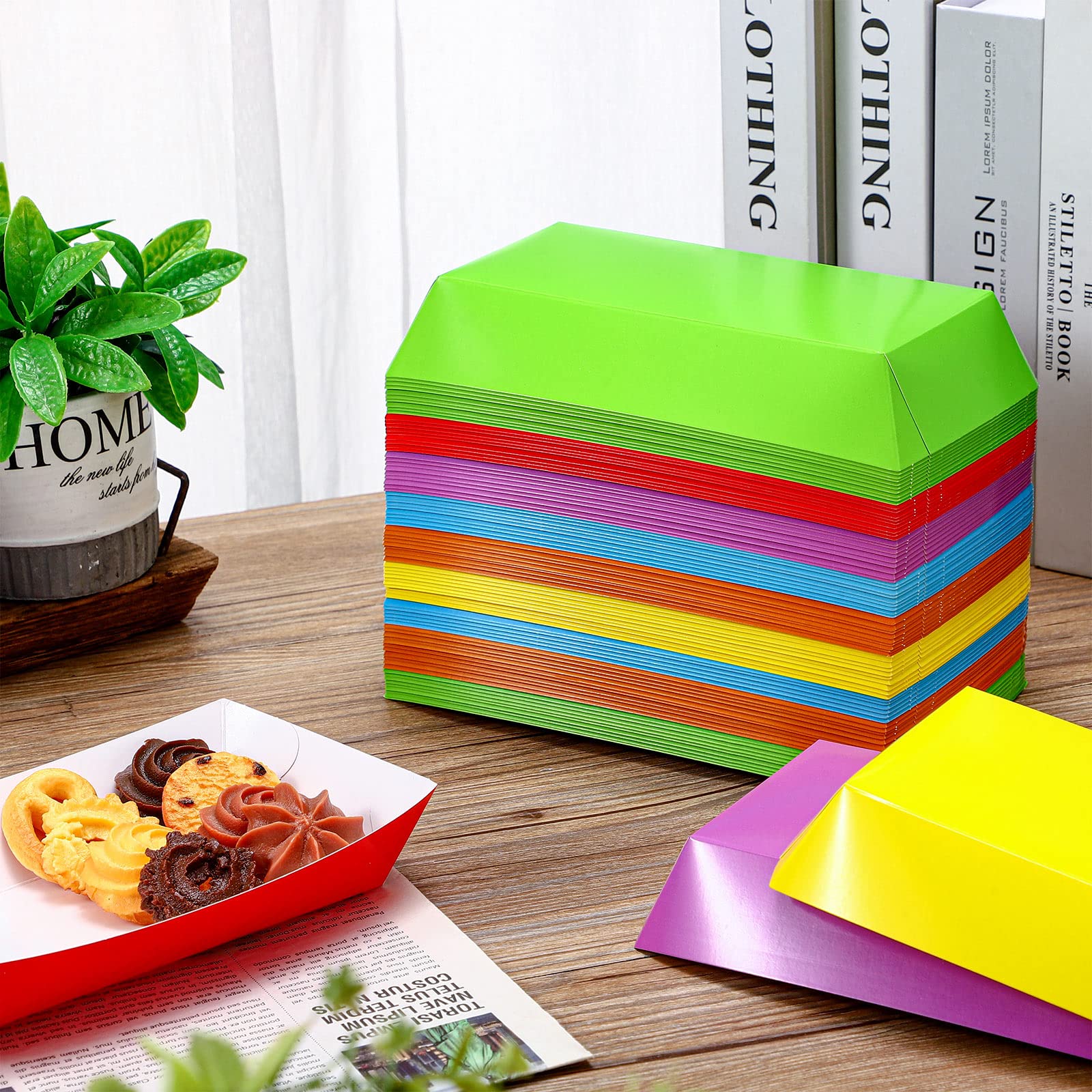 Snapklik.com : 120 Pcs Colorful 3.5 Lb Nacho Boats Trays Disposable ...