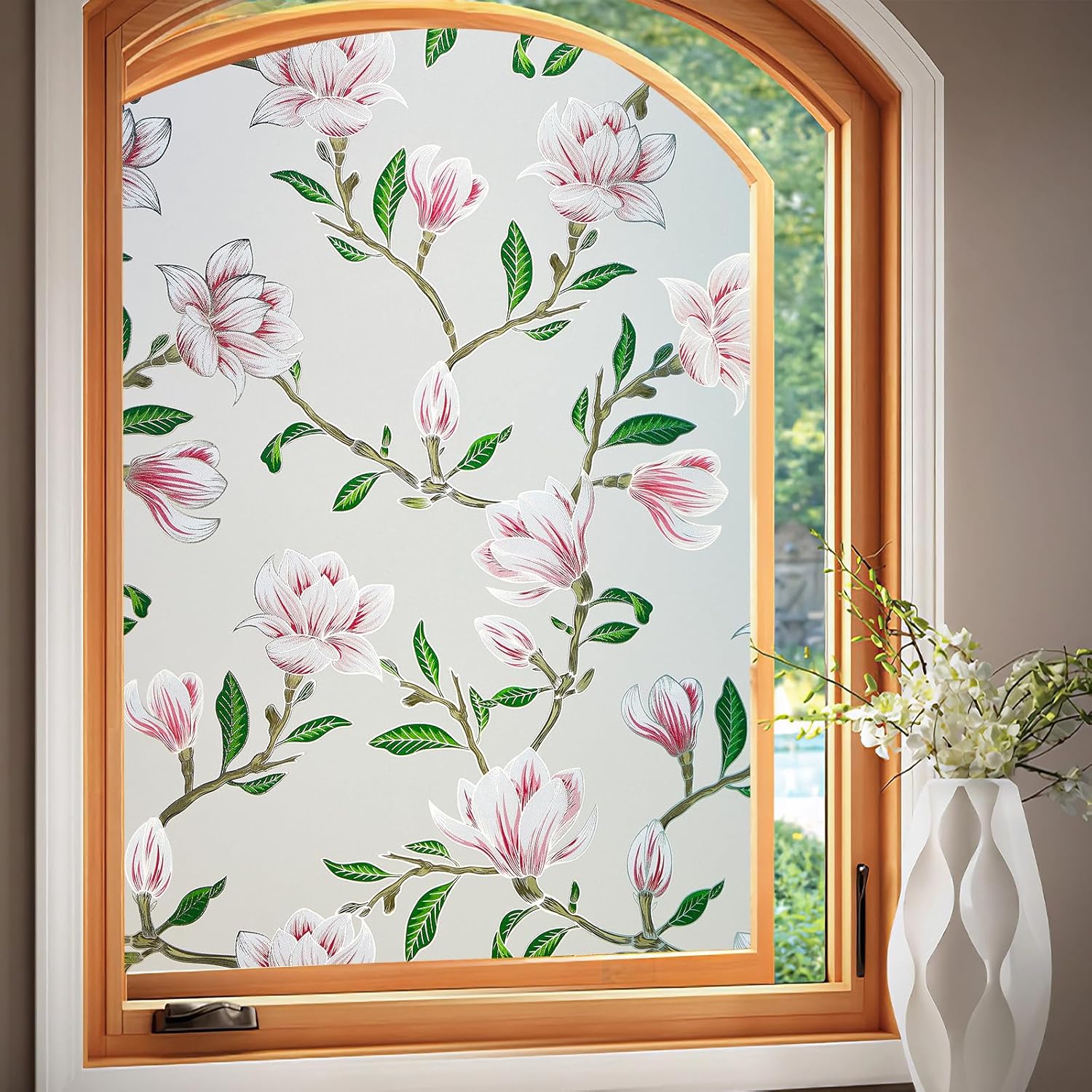 Amazon.com: Coavas Stained Glass Window Privacy Film: 3D Magnolia ...