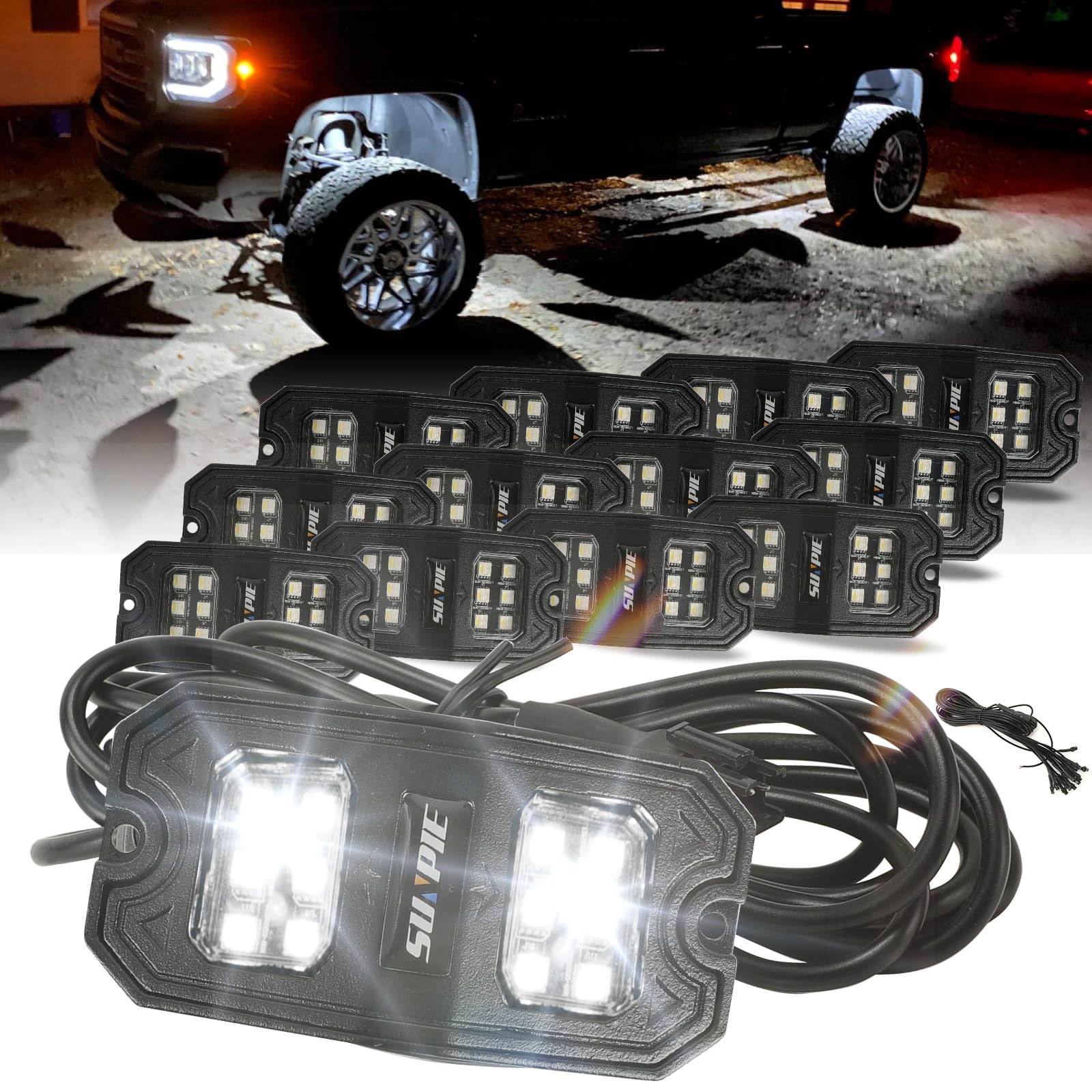 Snapklik.com : 12 Pods Quick Connect White Rock Lights, 18 Wide Angle ...