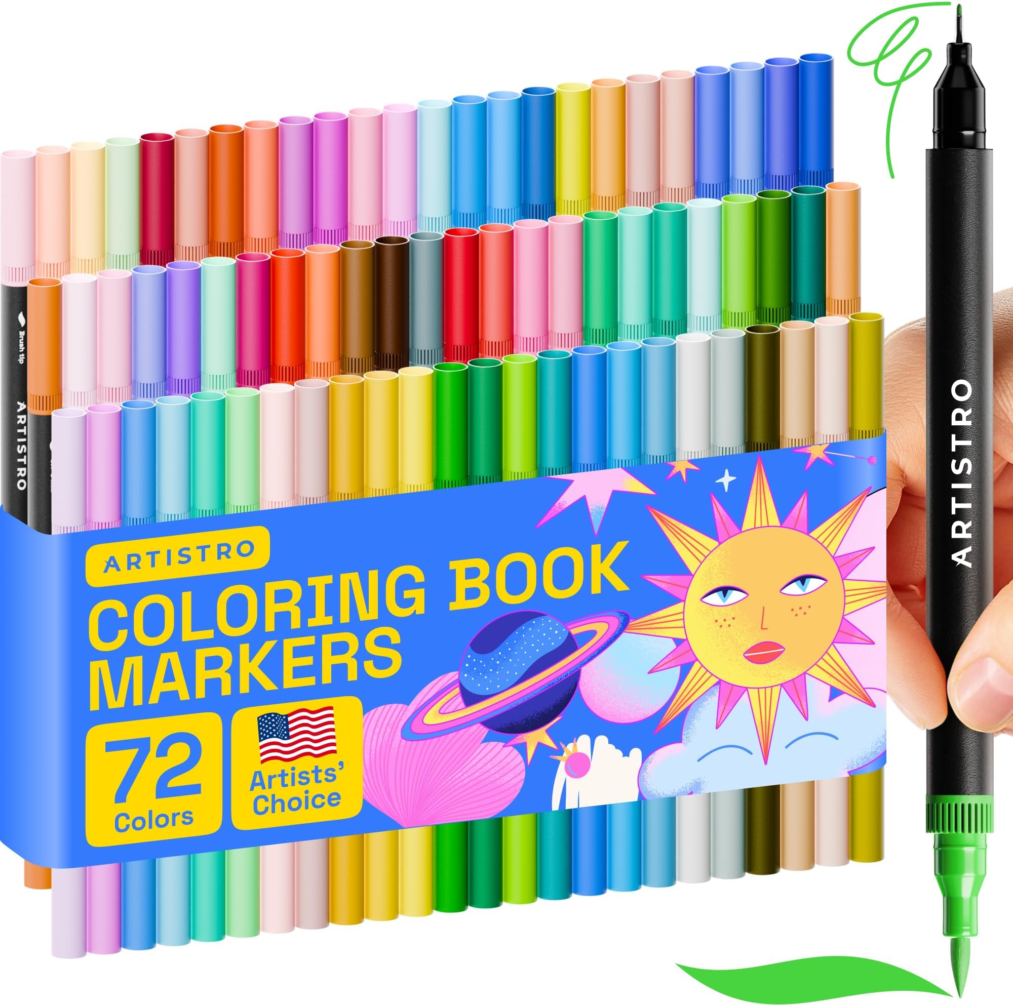 Amazon.com: ARTISTRO 72 Brush Marker Pens Coloring Markers for Adults ...