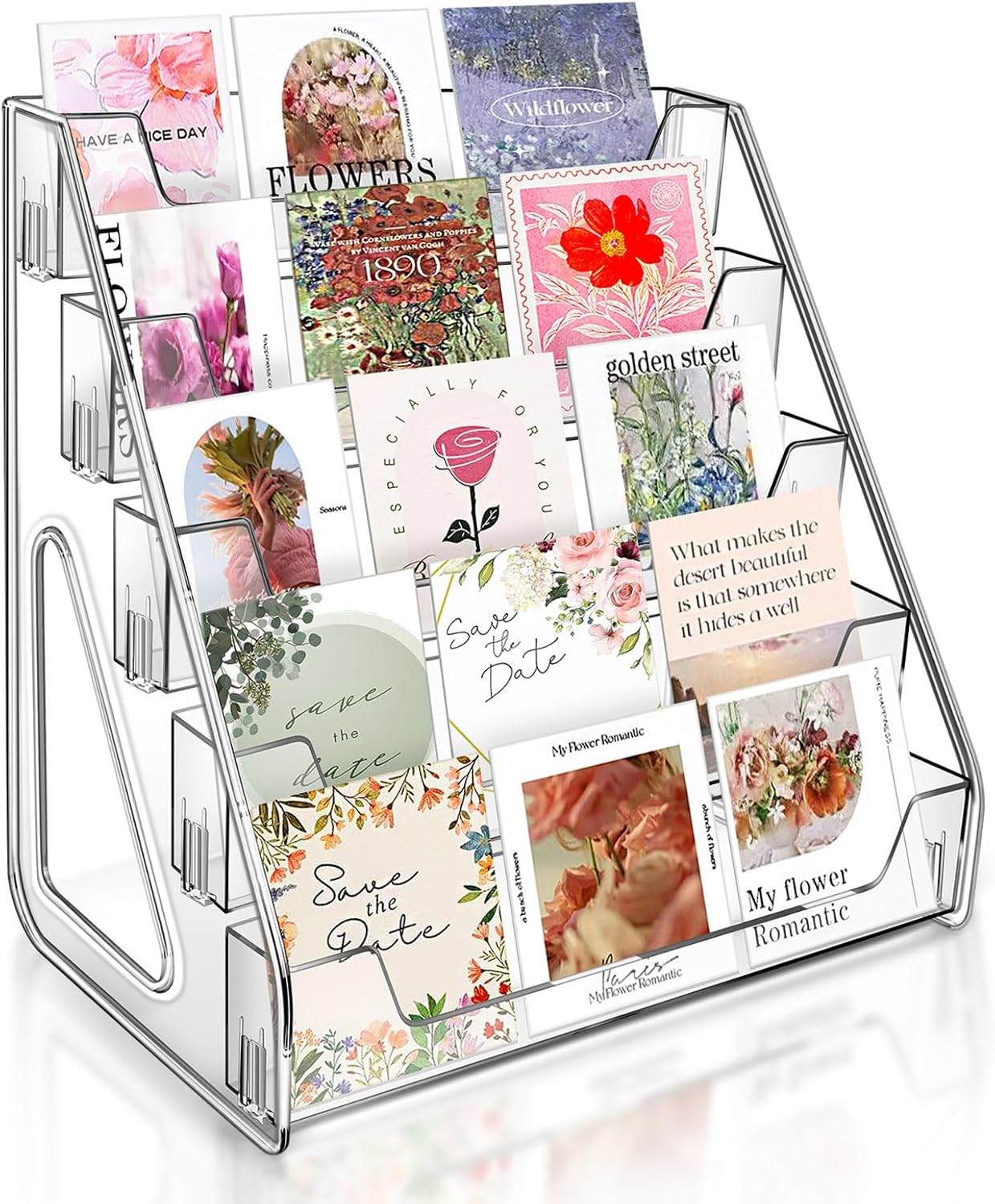 Amazon.com: Tall 5-Tier Acrylic Card Display Stand for Greeting Cards, Sports Cards, Postcards ...