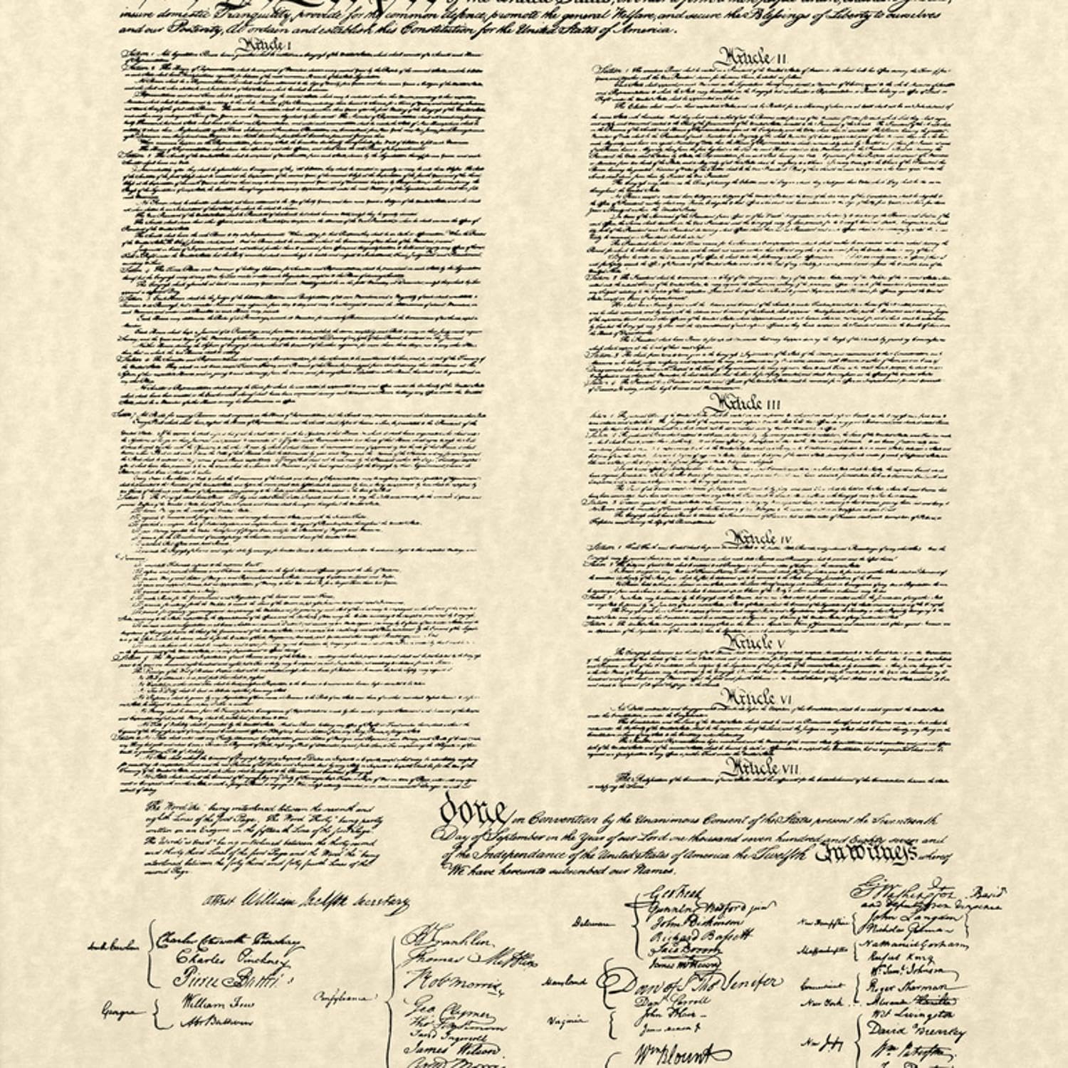 Amazon.com: ART.COM Wall Art Print Constitution Document, 24" x 24 ...