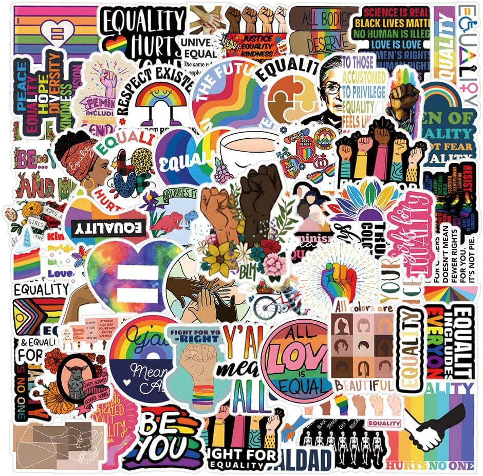 Amazon.com: 63 Pcs Equality Pride Aesthetics Graffiti Waterproof Vinyl ...