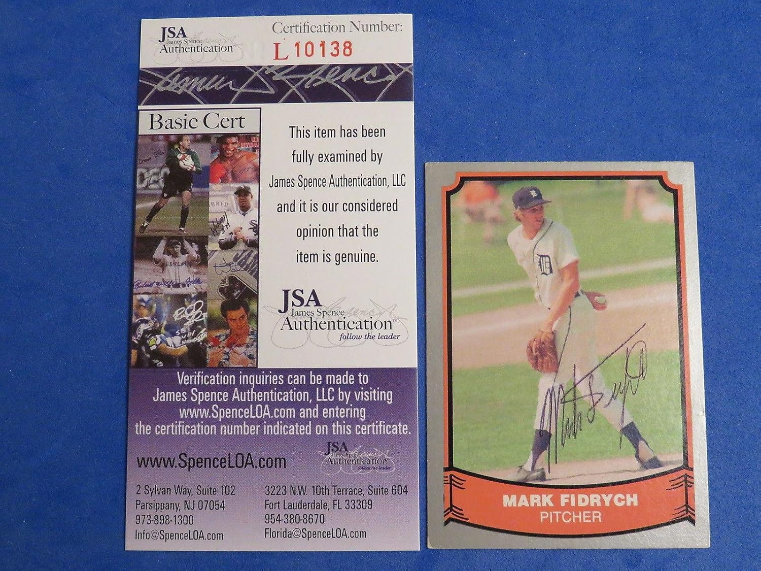 MARK FIDRYCH SIGNED CARD ~ 1988 PACIFIC LEGENDS #62 ~ JSA Cert L10138 ...