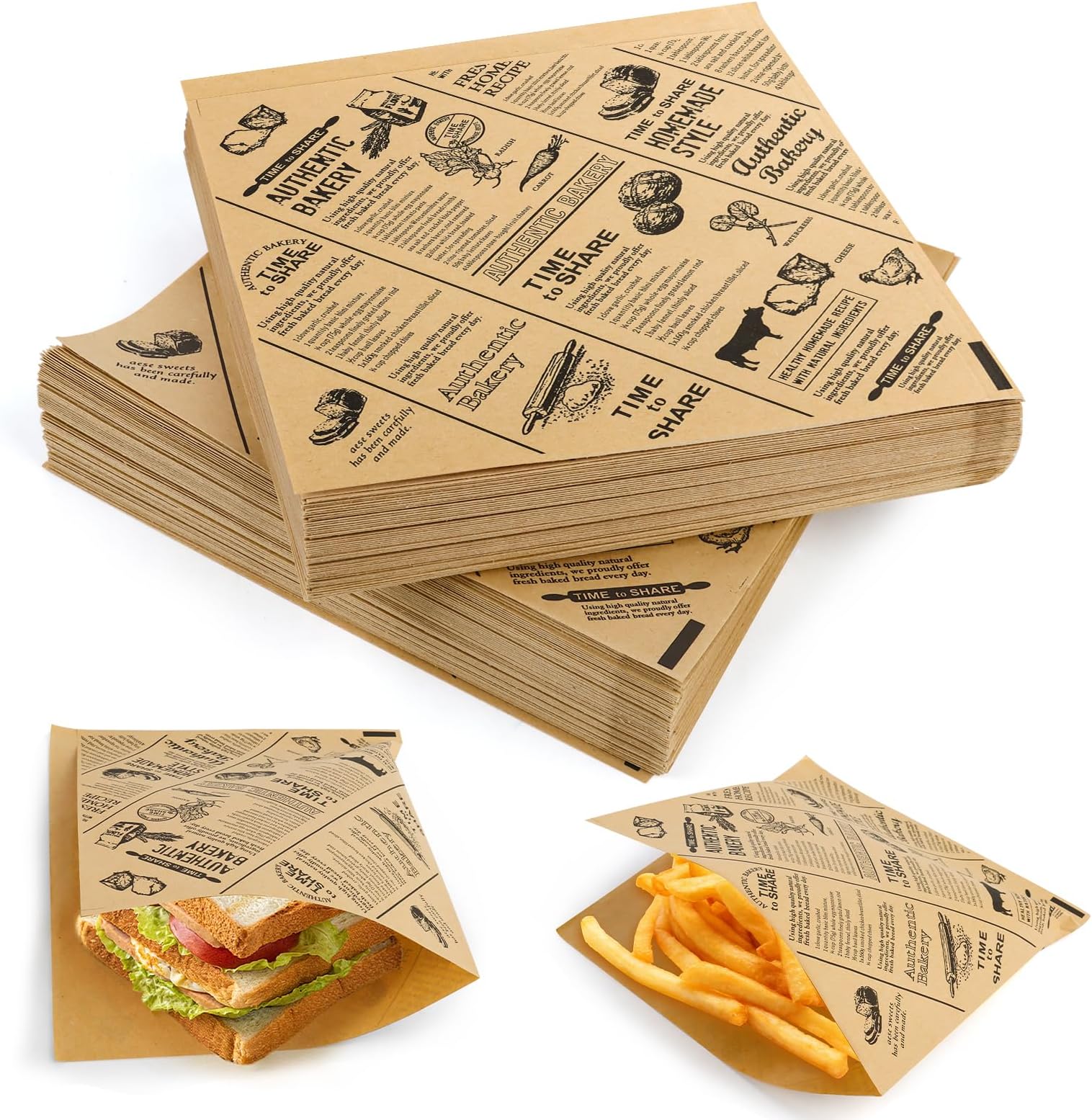 150 Pièces Sacs hamburgers en papier Emballage Alimentaire,papier ...