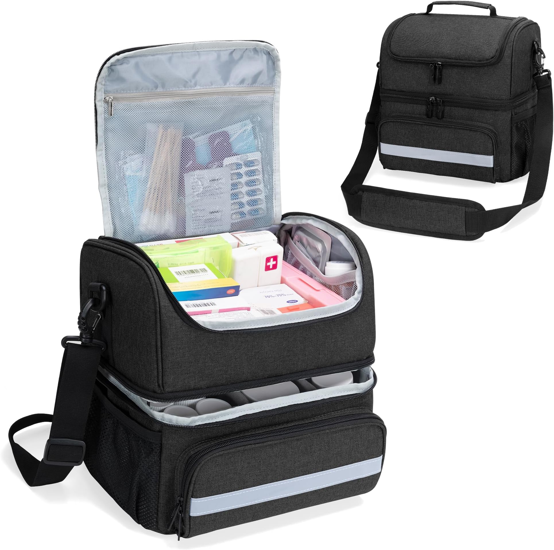 Amazon.com: CURMIO Medicine Storage Bag, Double Layers Pill Bottle ...