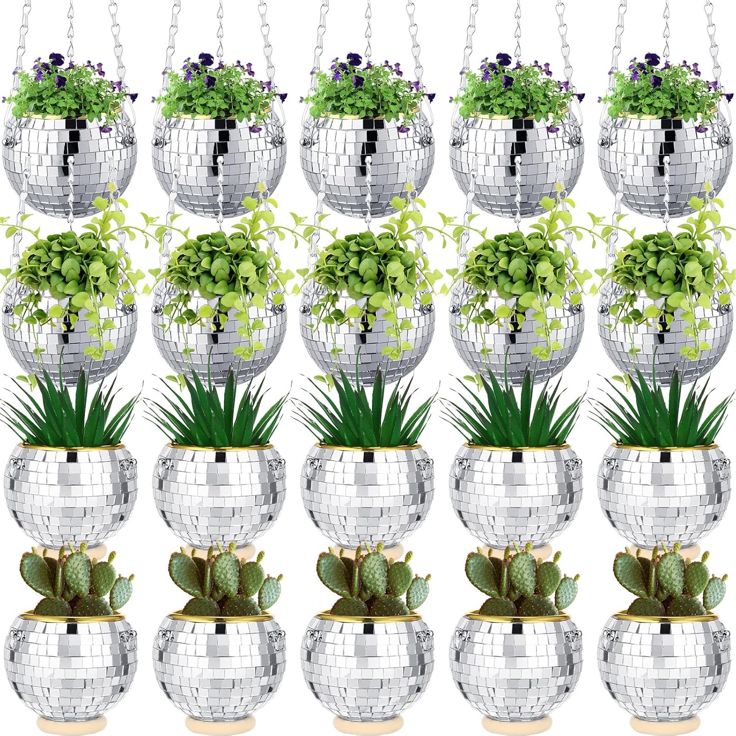 Amazon.com: Remerry 20 Pcs 4 Inch Disco Ball Planter Mirror Ball Boho ...