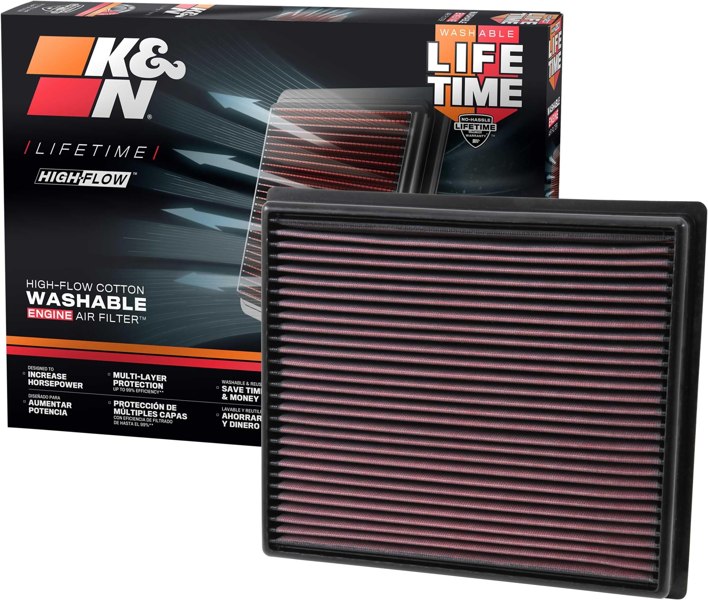 K&N engine air filter, washable and reusable: 2014-2019 Toyota Truck ...
