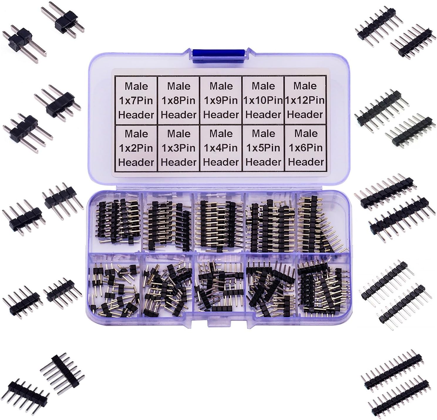 Amazon.com: Yoeruyo Pin Headers 2.54mm Header Connector Kit, 1 Row Male ...