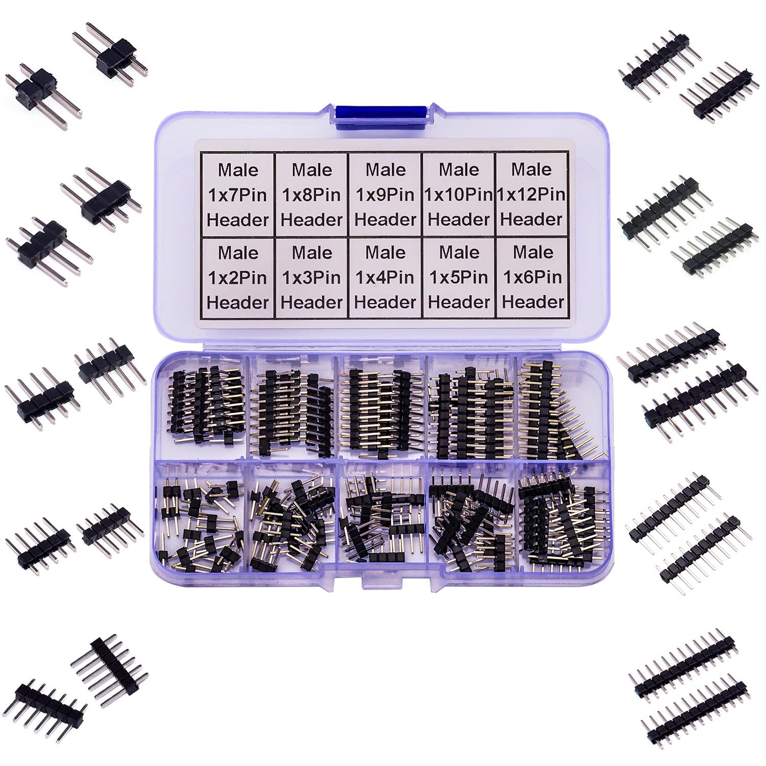 Amazon.com: Yoeruyo Pin Headers 2.54mm Header Connector Kit, 1 Row Male ...