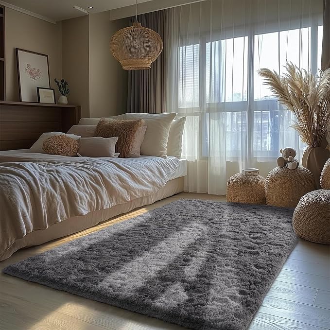 HOKXUAN Large Bedroom Rug Super Soft Fluffy 100 x 140 cm Short Pile ...