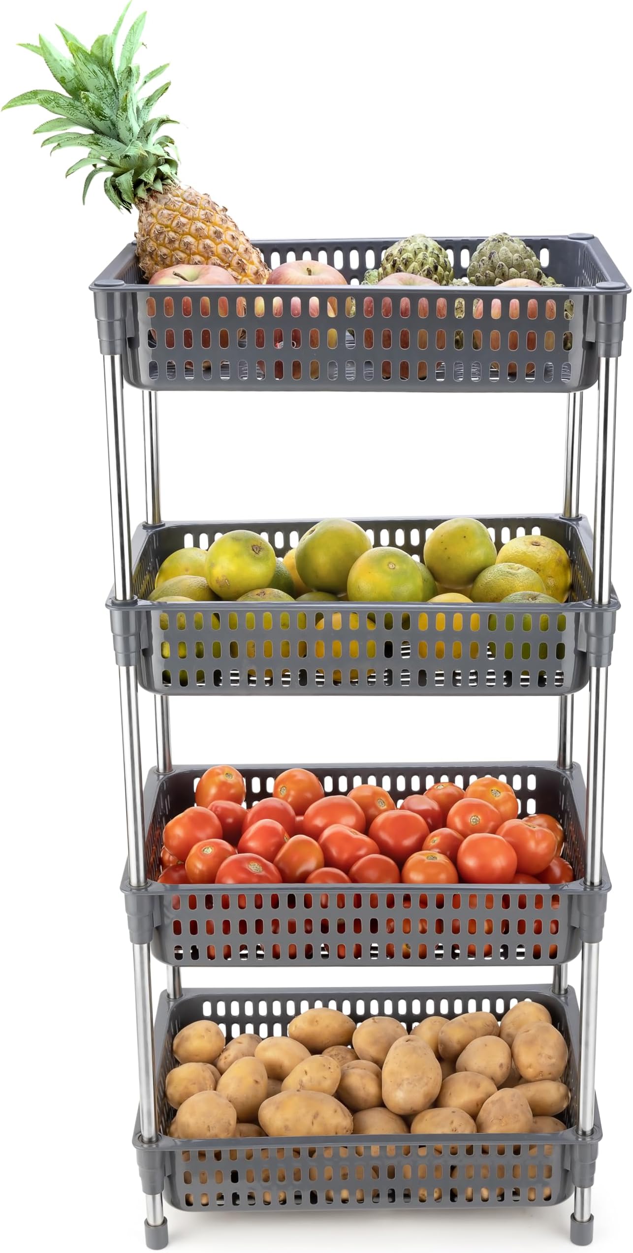 HROY Plastic Vegetable Trolley Rack for Kitchen Storage Vegetable ...