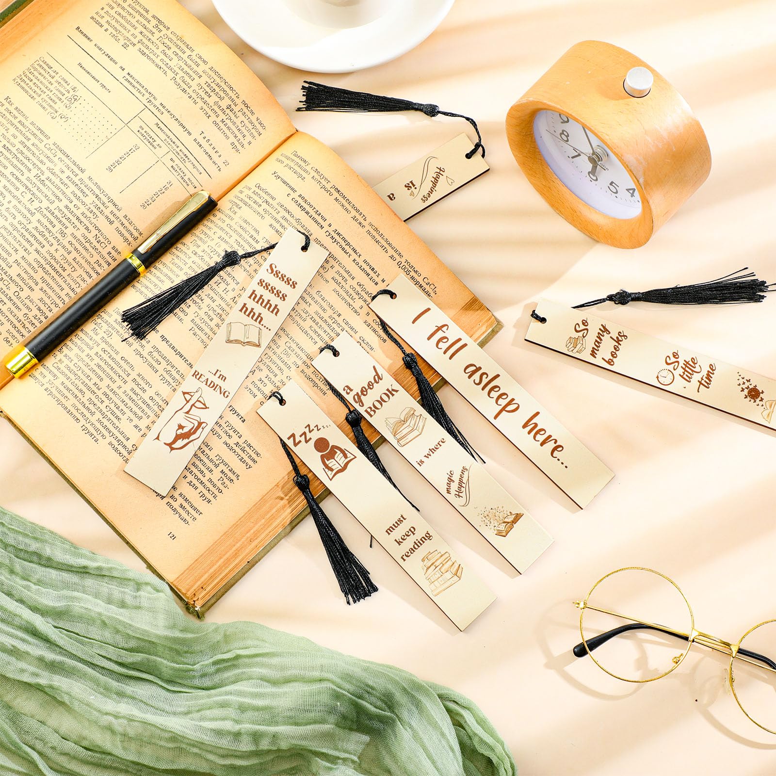Snapklik.com : Colarr 12 Pcs Wood Bookmarks For Book Club Valentine ...