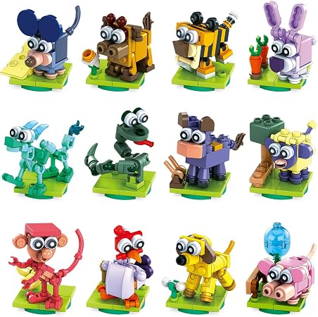 Amazon.com: DIYDEC 12 Pack Easter Animals Building Blocks Toys Egg ...