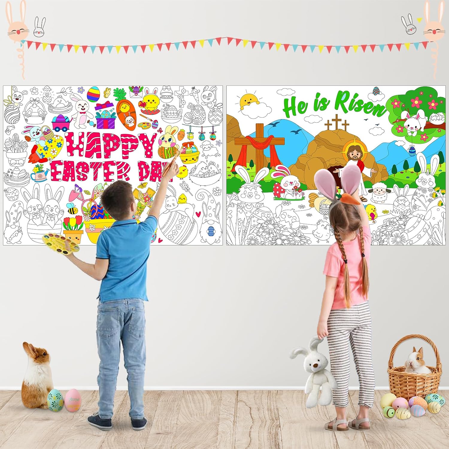 Amazon.com: Rossorha 2Pack Easter Giant Coloring Poster, Easter Large ...