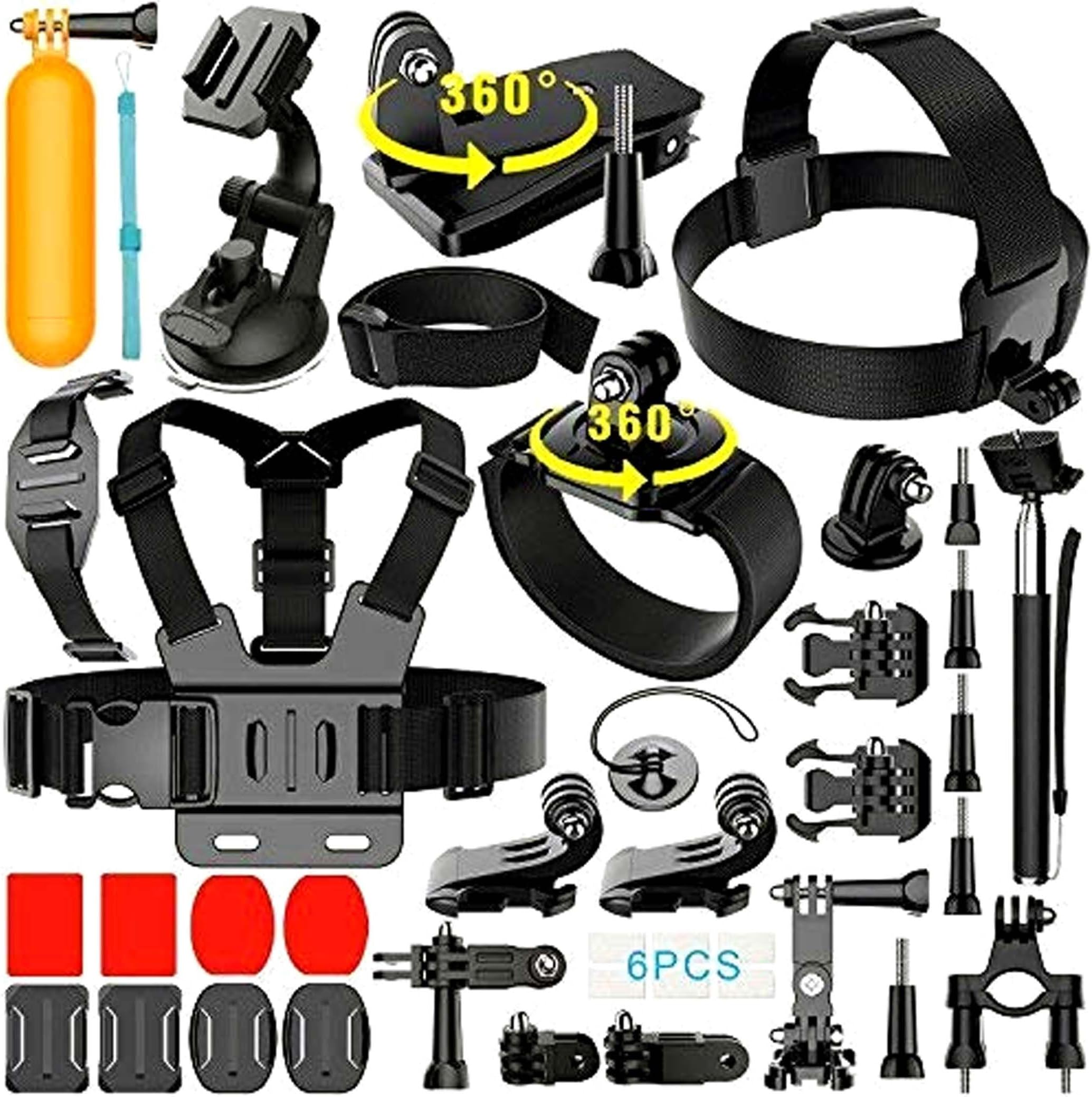 AMBLIC Adjustable Body Chest Harness Belt Strap Camera Mount+Pole ...