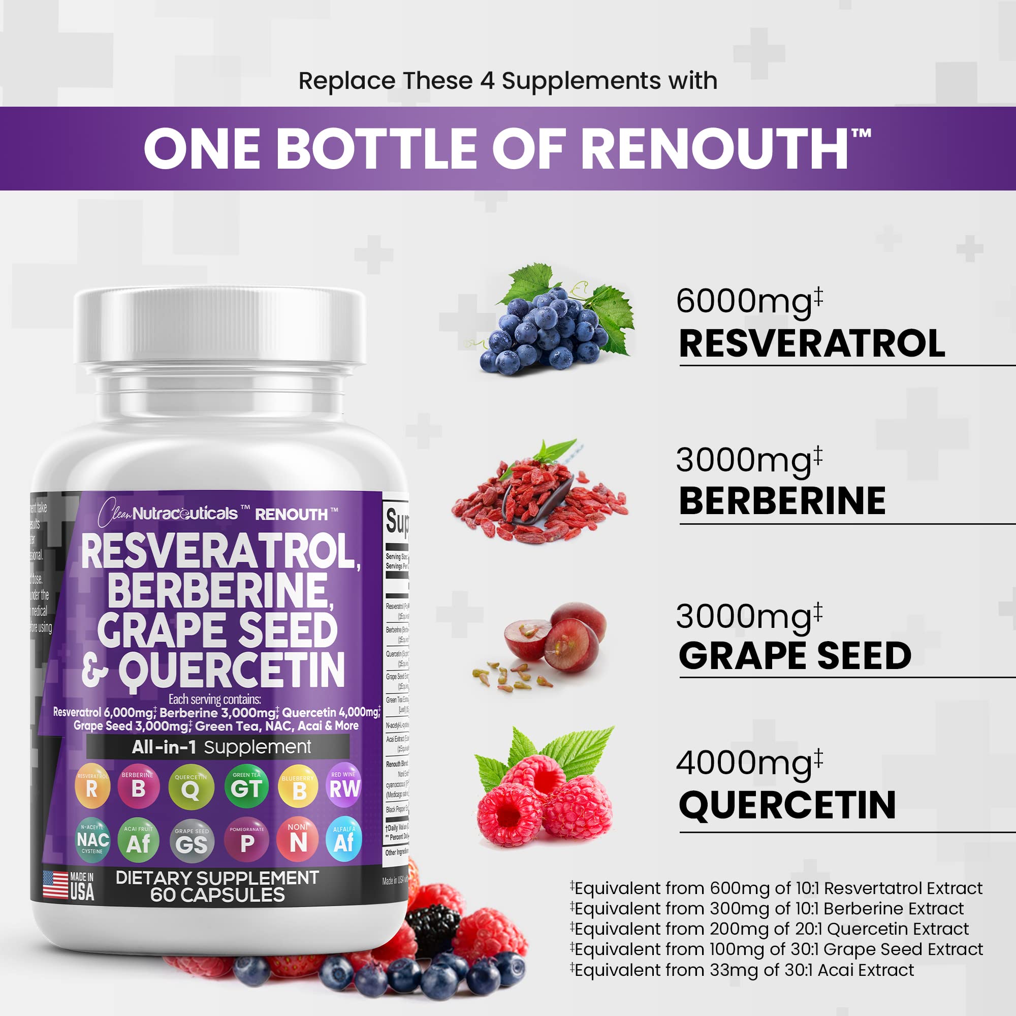 Snapklik.com : Resveratrol 6000mg Berberine 3000mg Grape Seed Extract ...