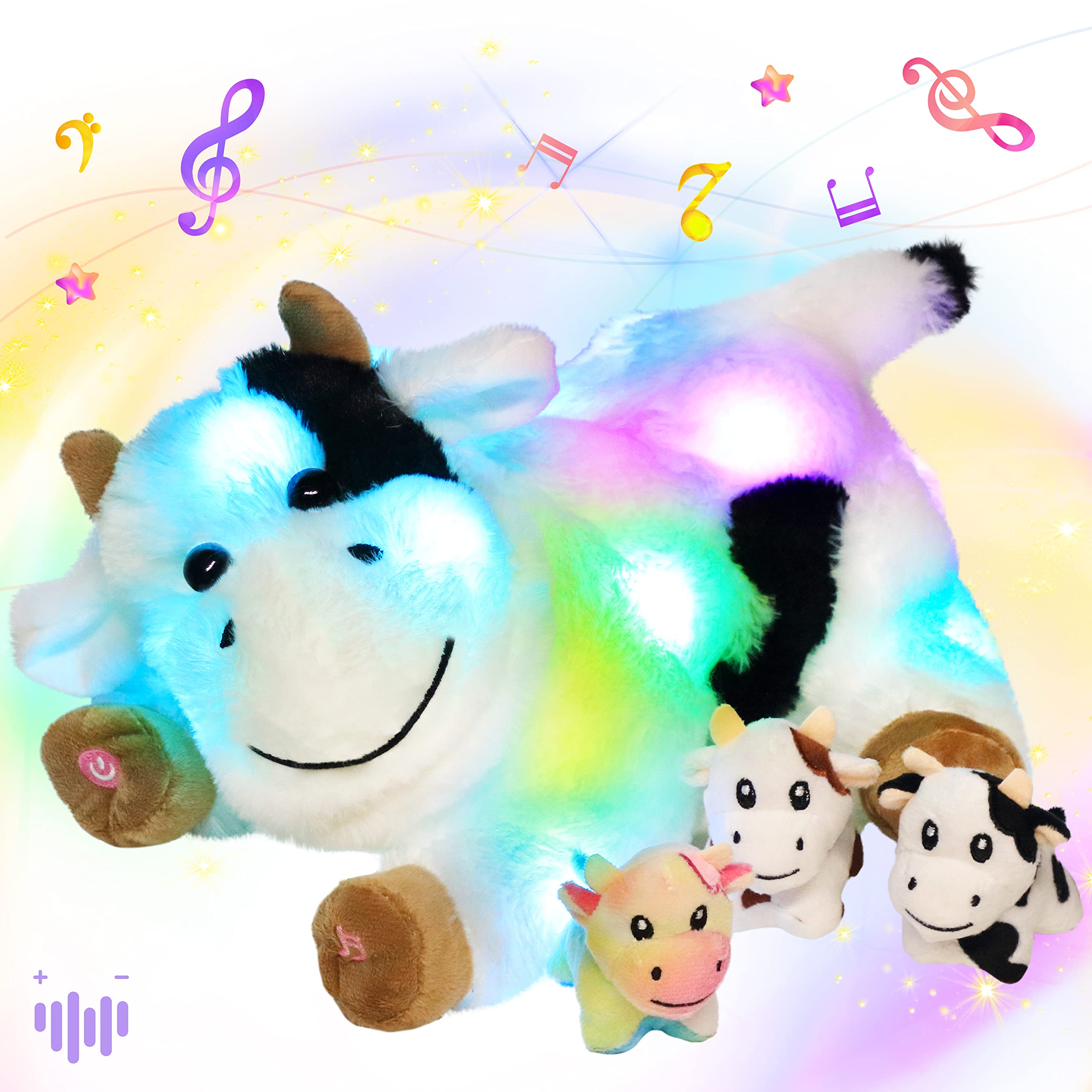 Amazon.com: Hopearl LED Musical Stuffed Cow Lighting Up Singing Plush ...