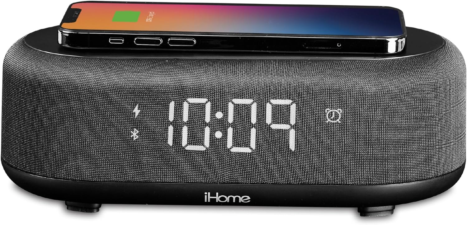 Amazon.com: iHome Bluetooth Alarm Clock with Wireless Charger and USB ...