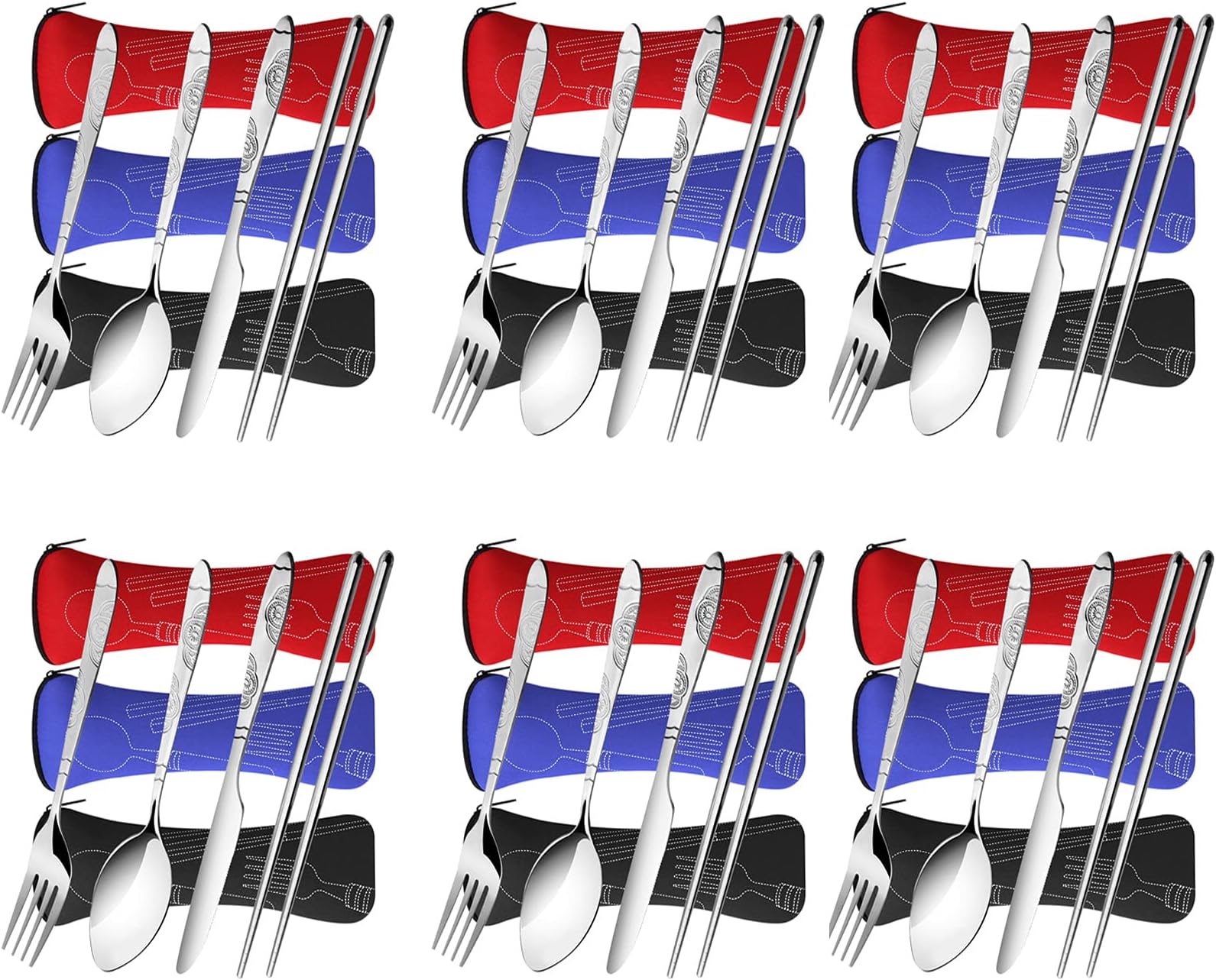 Amazon.com | Travel Utensils with Case, Travel Silverware Cutlery Lunch ...