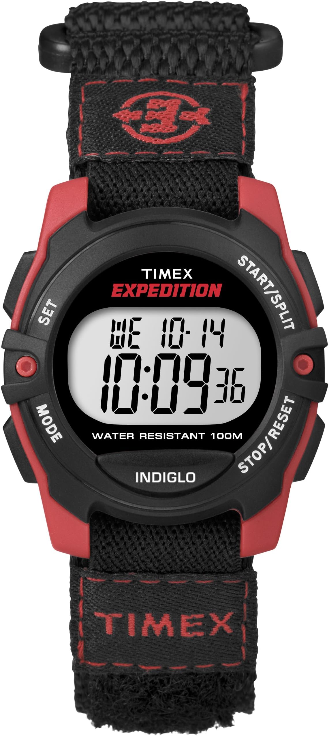 Timex Men's T49956GP Expedition Chrono Alarm Timer Red and Black Strap ...