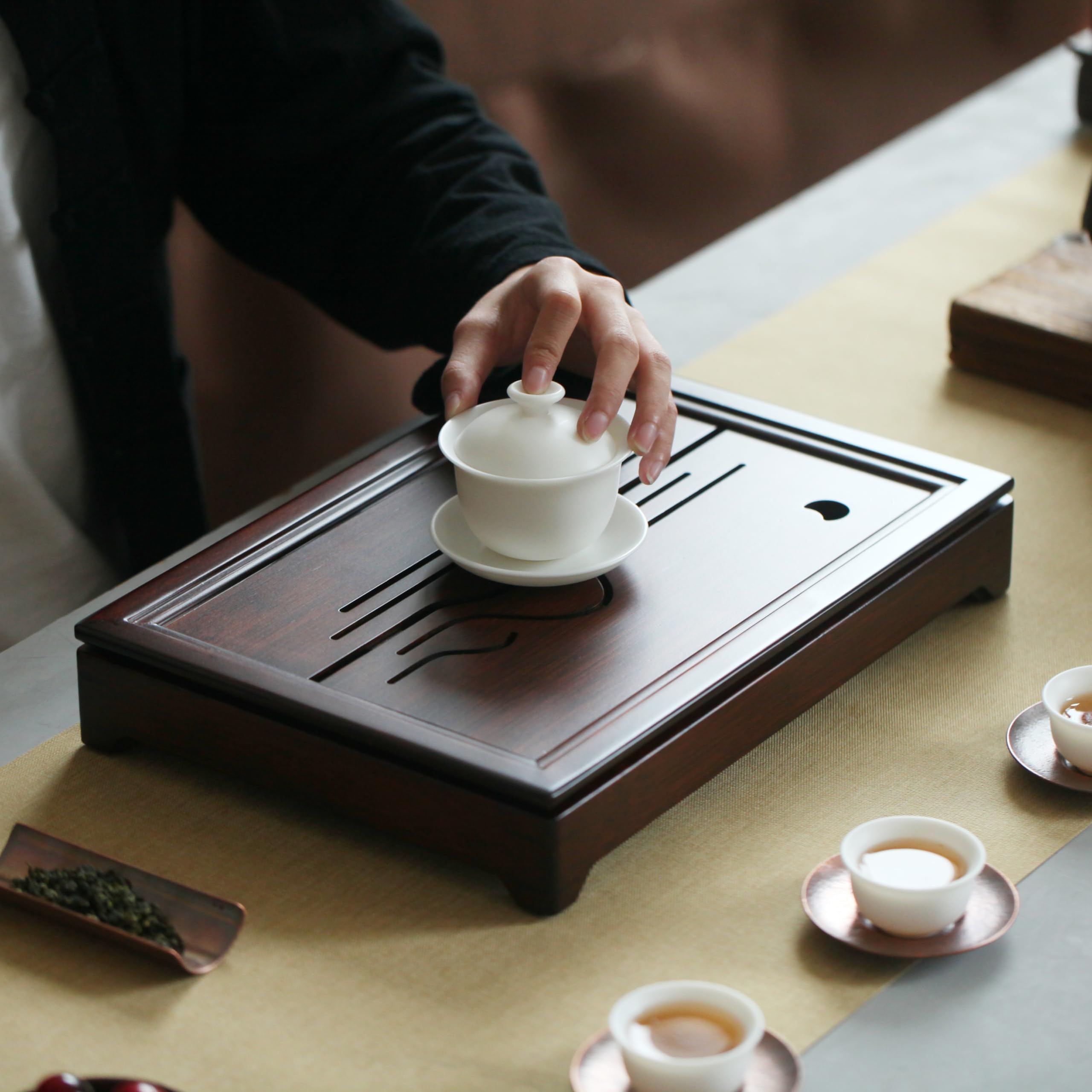 Amazon.com | JIKUGO Bamboo Tea Tray,Chinese Kungfu Tea Serving Tray ...