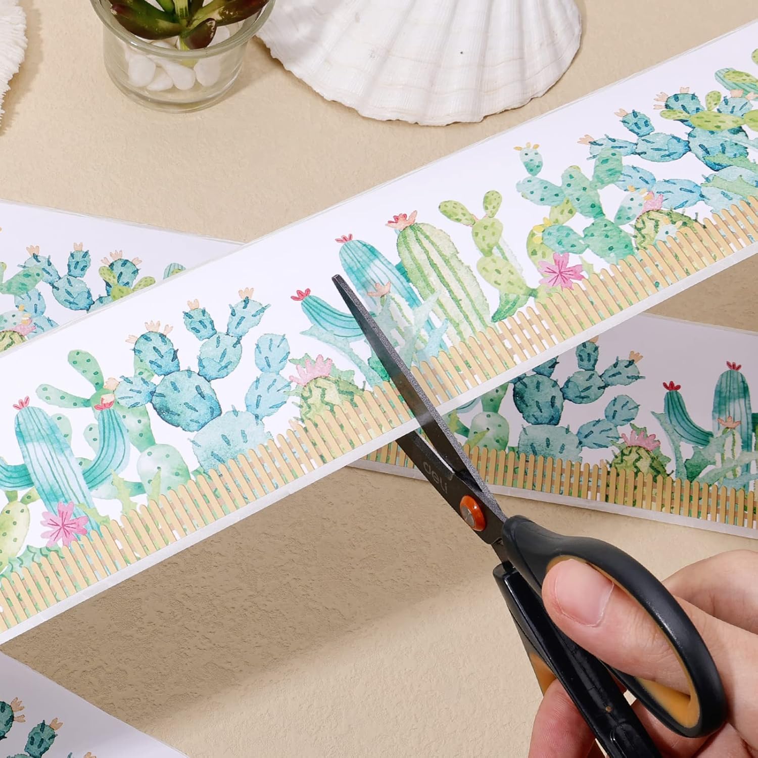 AIEX Watercolor Cactus Bulletin Board Borders, 20m/ 66ft Border Trim ...