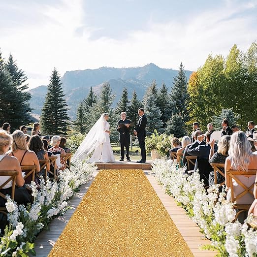 Amazon.com: Aisle Runners for Weddings 4ft x 15 ft Gold Sequin Aisle ...