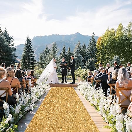 Amazon.com: Aisle Runners for Weddings 4ft x 15 ft Gold Sequin Aisle ...