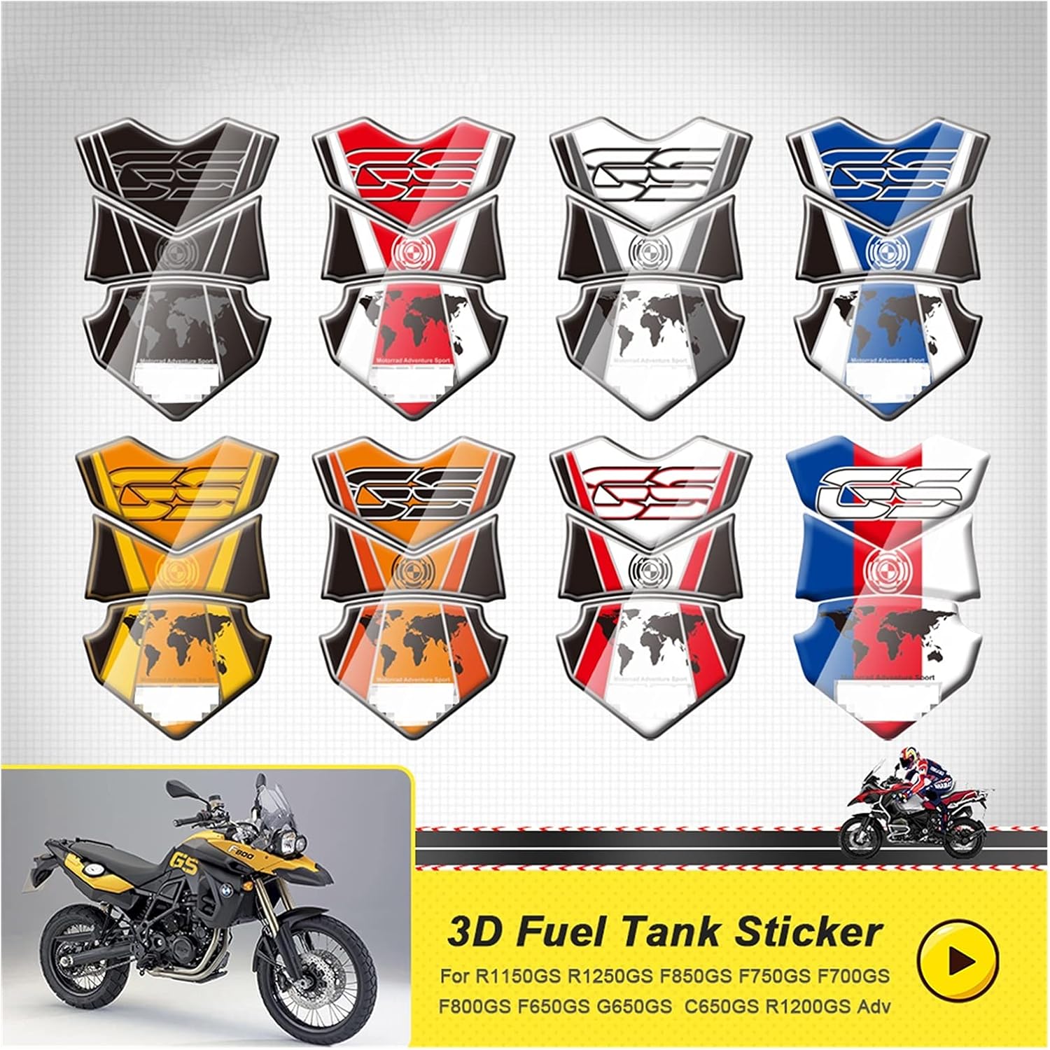 IIOCHA Motorcycle Tank Stickers Decals for BMW F700GS F650GS F800GS ...