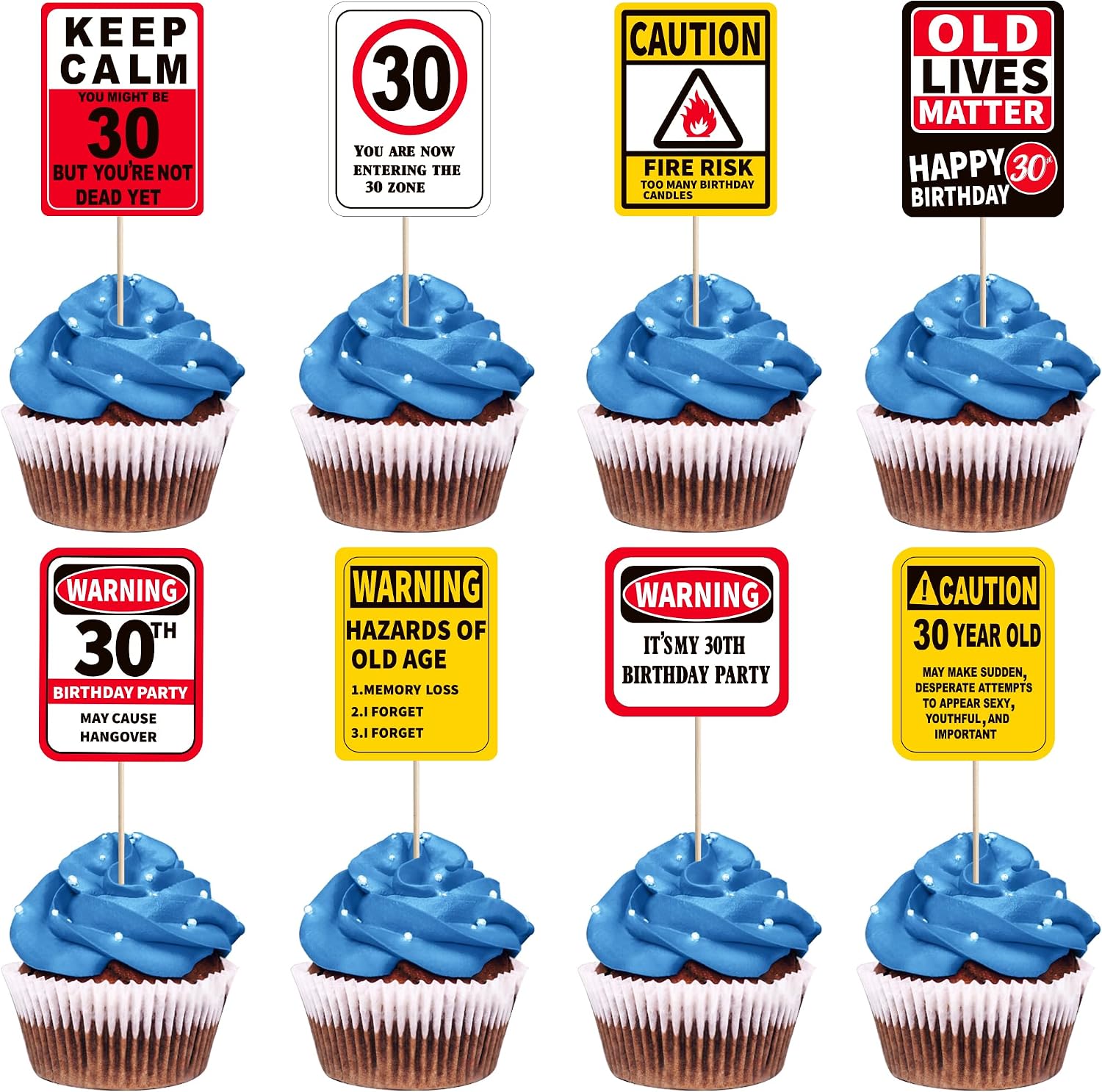 Amazon.com: 40 PCS Happy 30th Birthday Cupcake Toppers Cheers to 30 ...