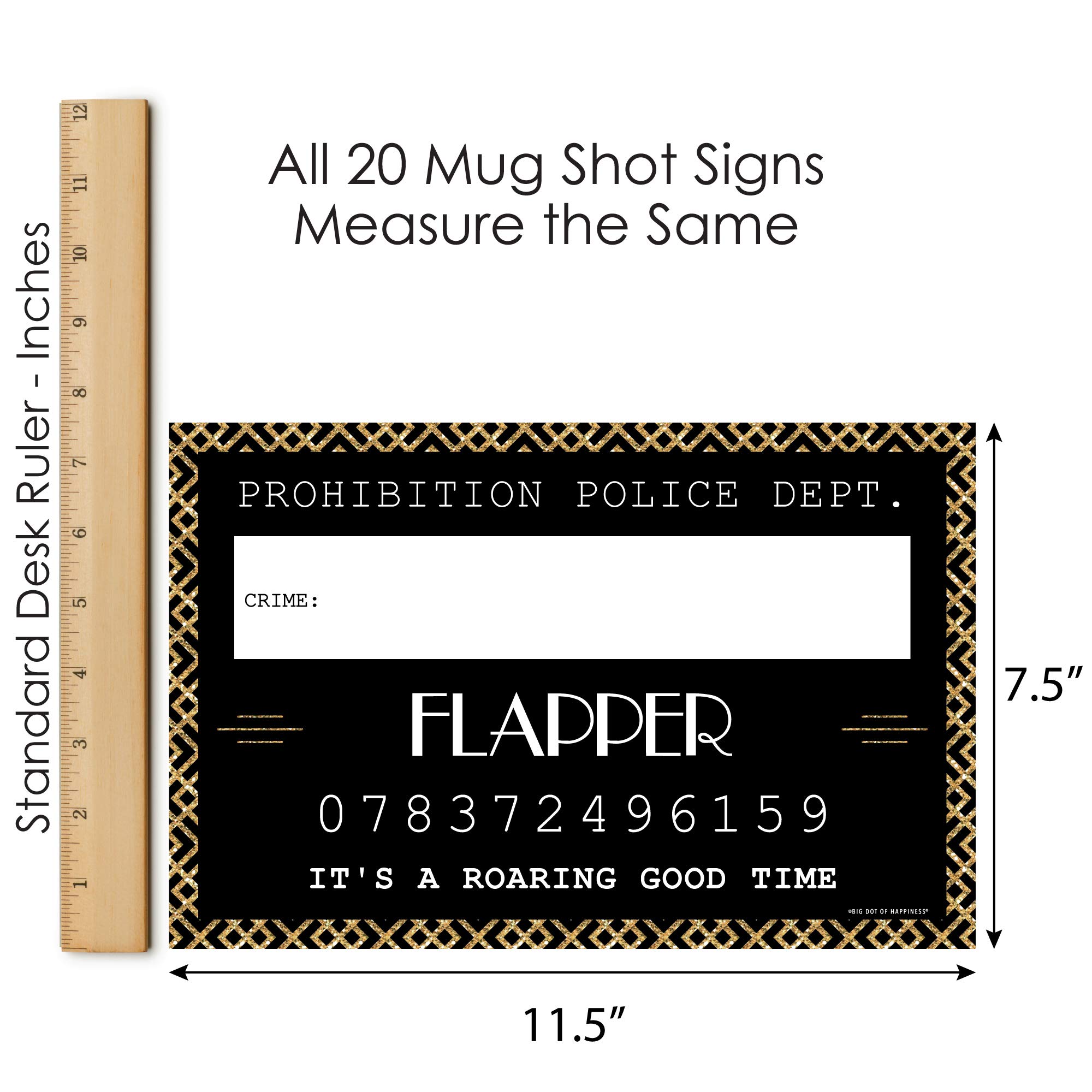 Roaring 20s Backdrop Mug Shot 20 Funny Birthday Party Mug Shot Sign