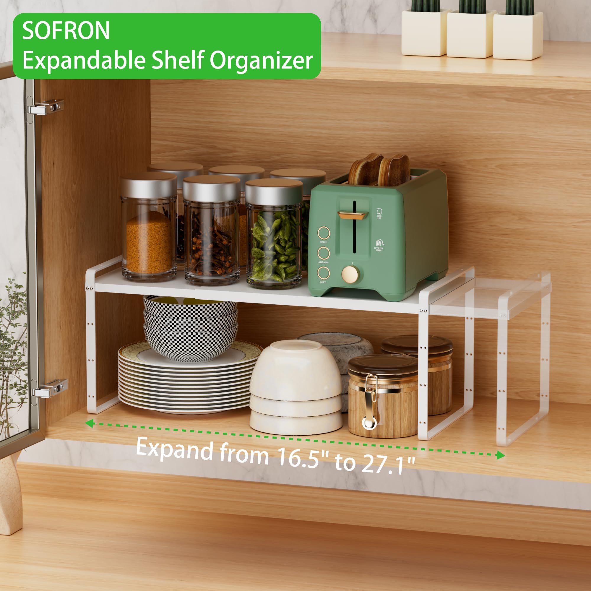 Expandable Cabinet Storage Shelf Stackable Organizer Rack for Kitchen ...