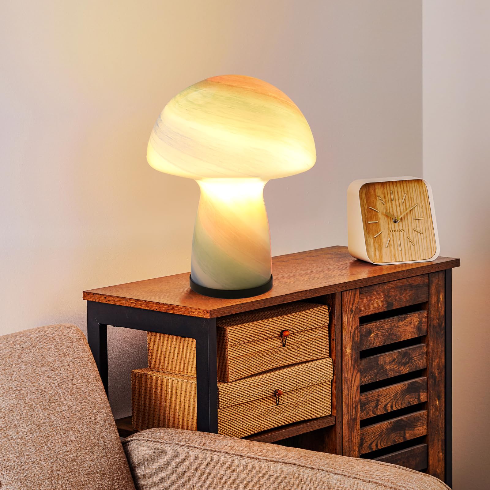 Snapklik.com : Dimmable Mushroom lamp,Glass Mushroom Bedside Table Lamp ...