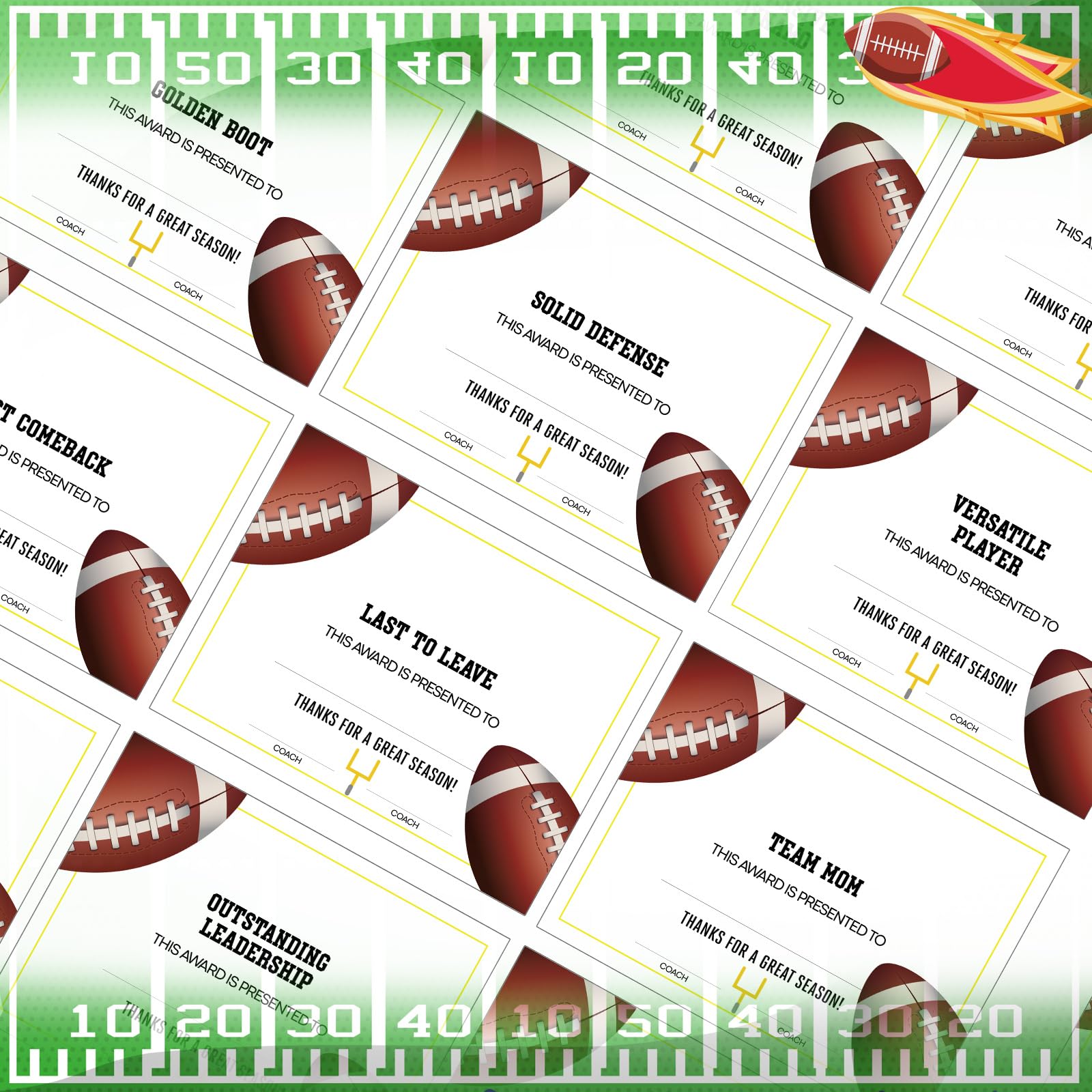 Snapklik.com : Tenare 48 Pcs Football Athletic Award Certificates End ...