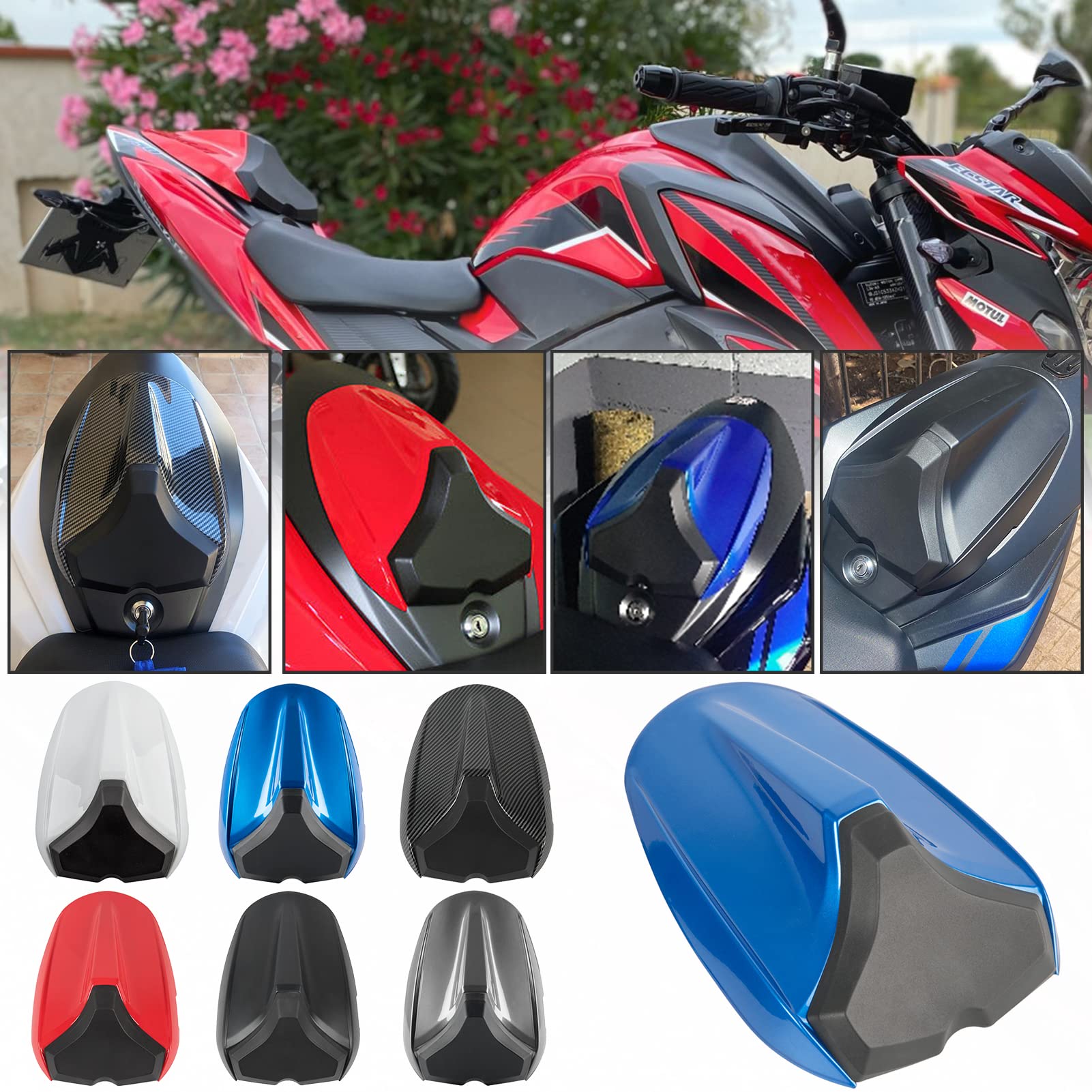 Amazon.com: TAZGANTAX Motorcycle Rear Passenger Seat Cowl Cover ...