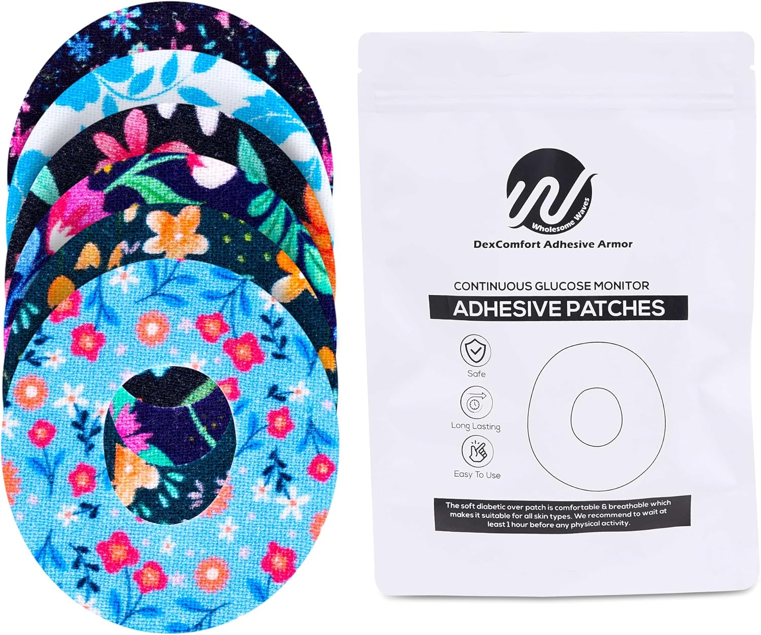 Amazon.com: Wholesome Waves 30 Pack Dexcom G7 Over Patches - Pre-Cut ...