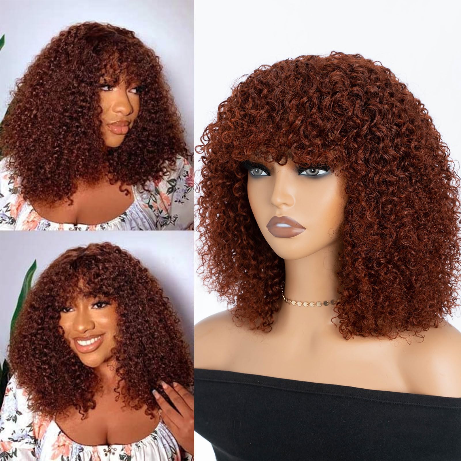 Amazon.com : Water Wave Wig With Bangs Human Hair Wear and Go HD Lace ...