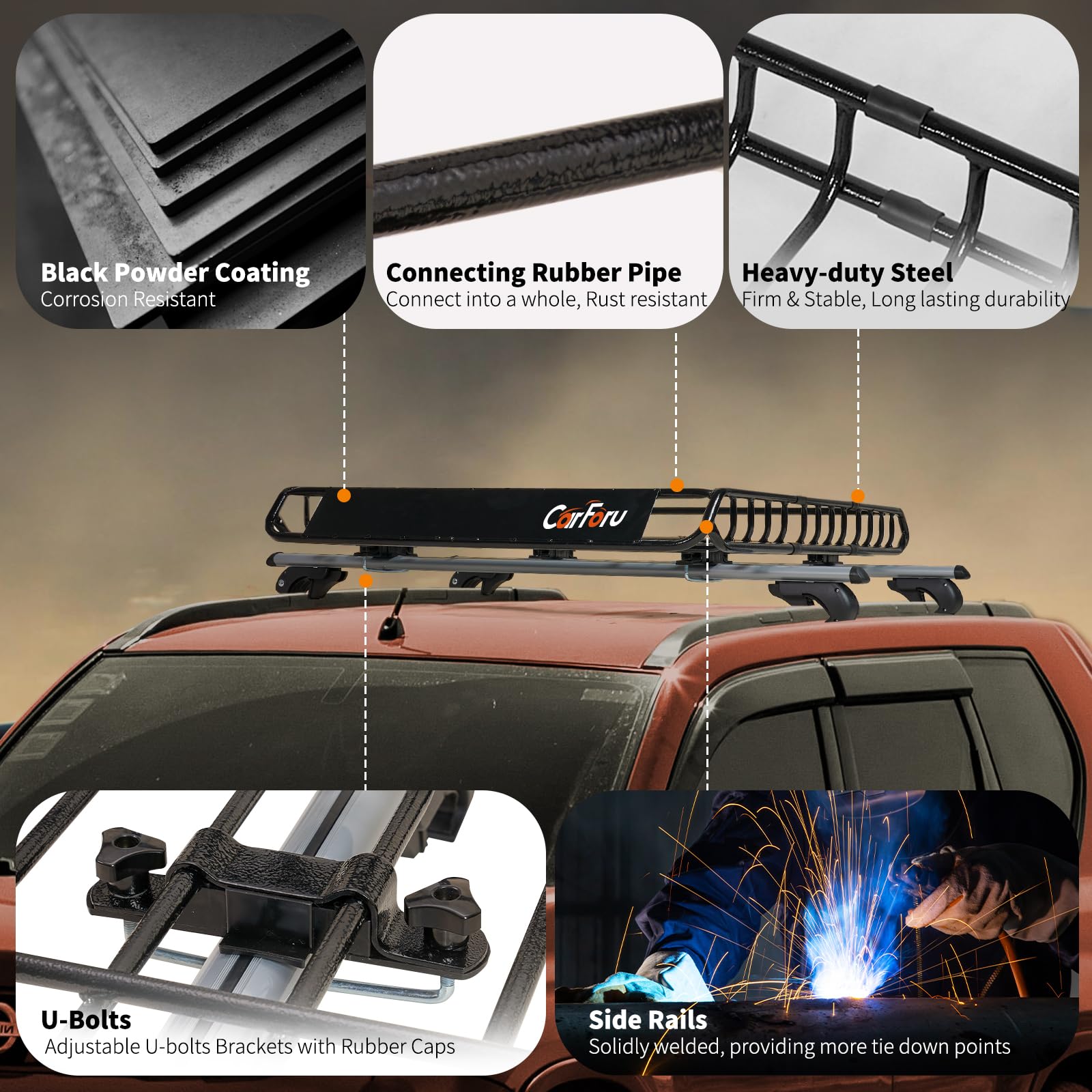 Snapklik.com : Carforu Roof Rack Basket 51 X 36 X 5 Universal Rooftop ...