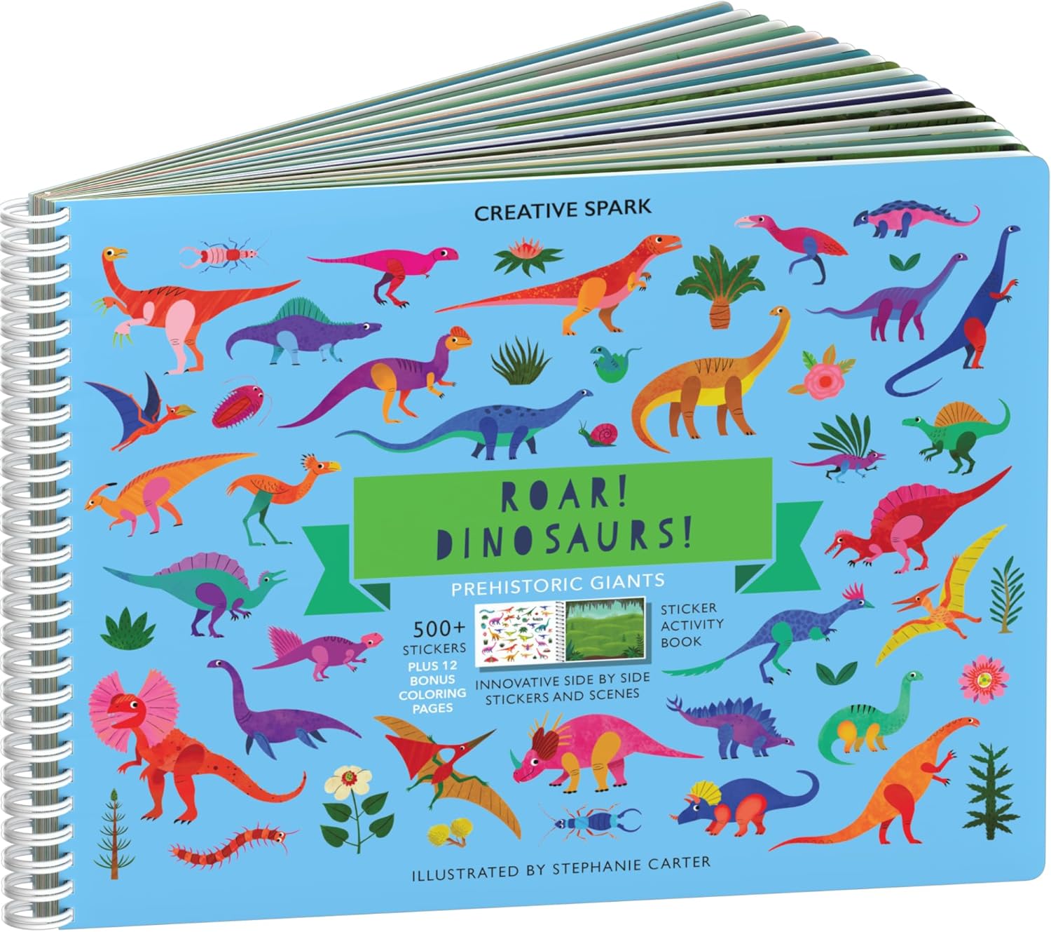 Amazon.com: Dinosaur Stickers + Coloring book for Kids 3-5: Side by ...