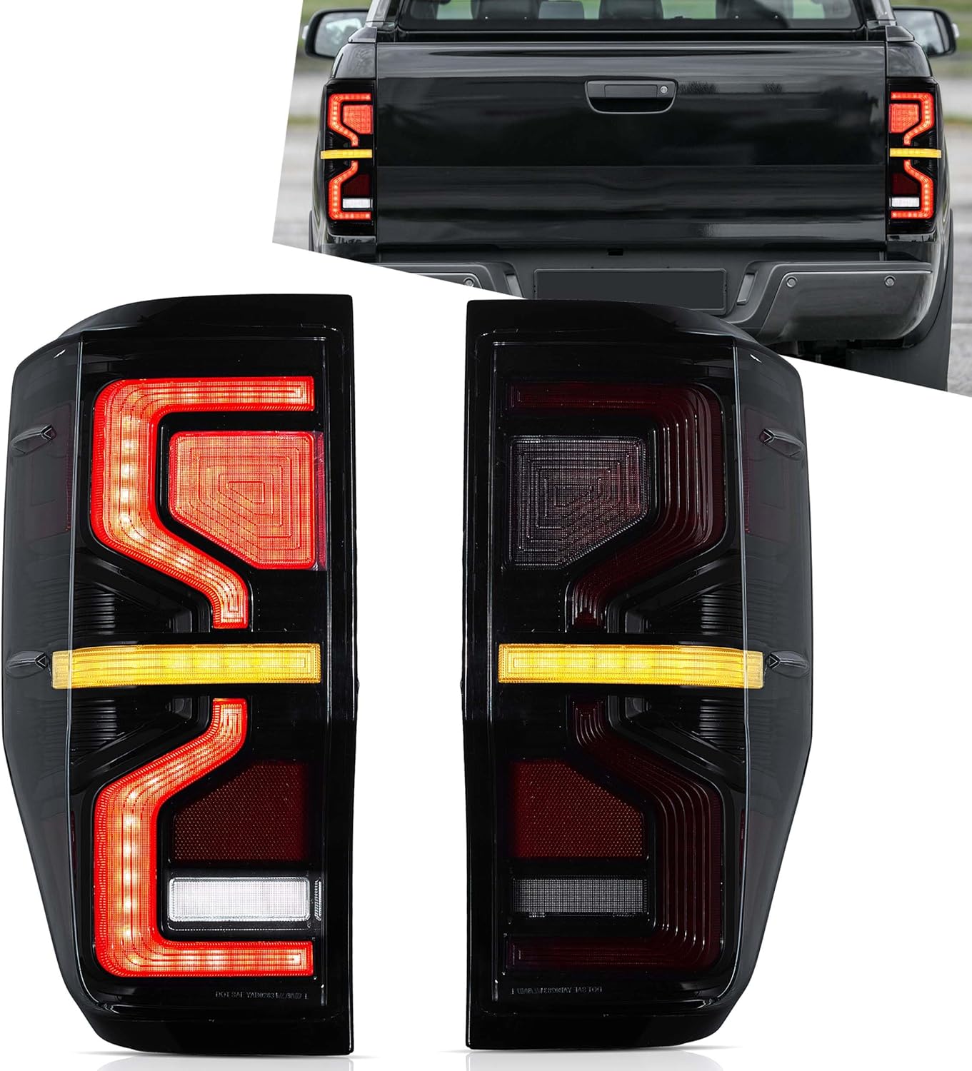 VLAND LED Tail Lights Compatible with Ford Ranger T6 2012-2018, Rear ...