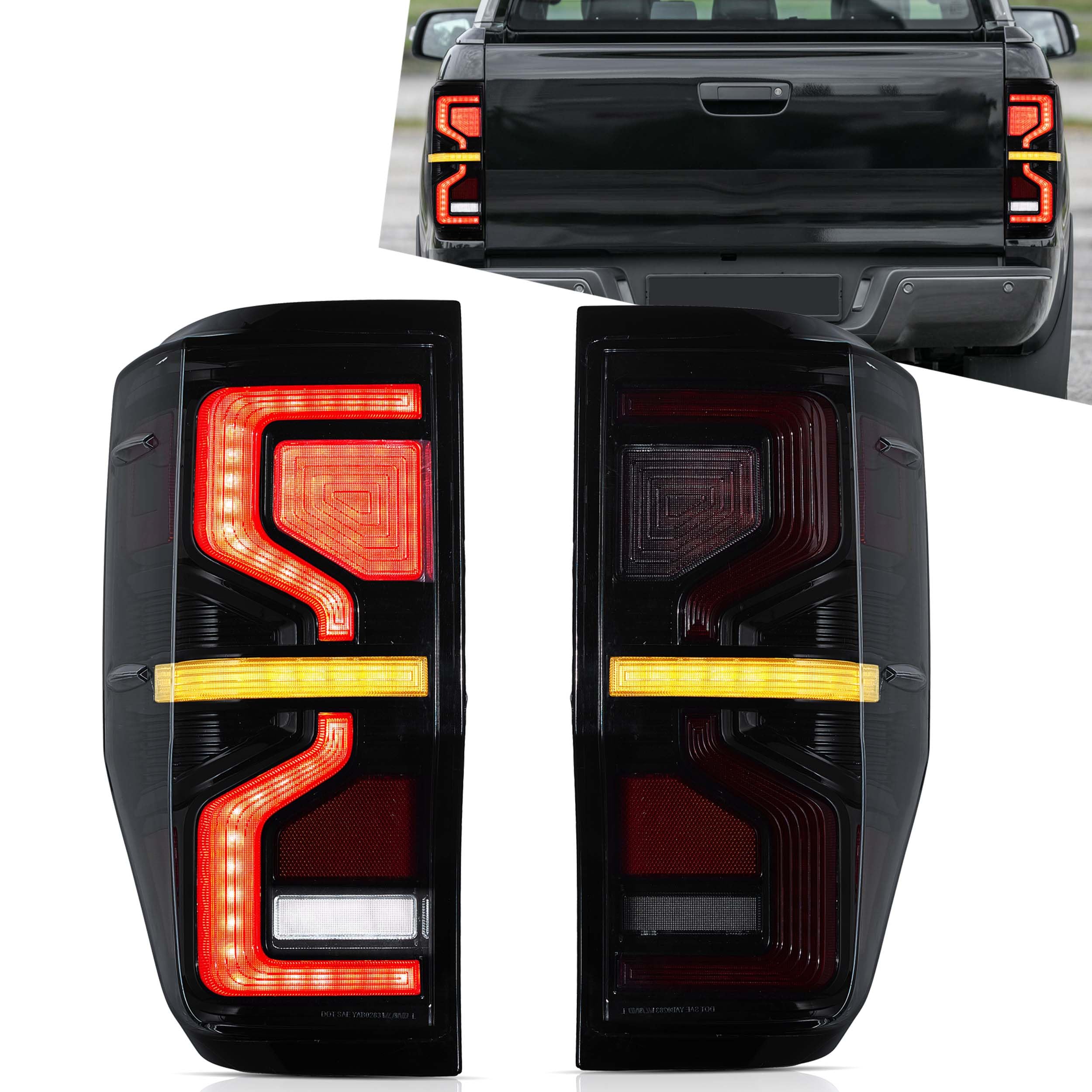 VLAND LED Tail Lights Compatible with Ford Ranger T6 2012-2018, Rear ...