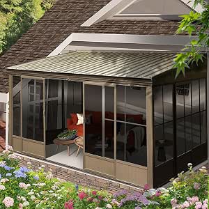 Amazon.com : Domi 10x12FT Wall Mounted Sunroom Gazebo,Against Wall ...