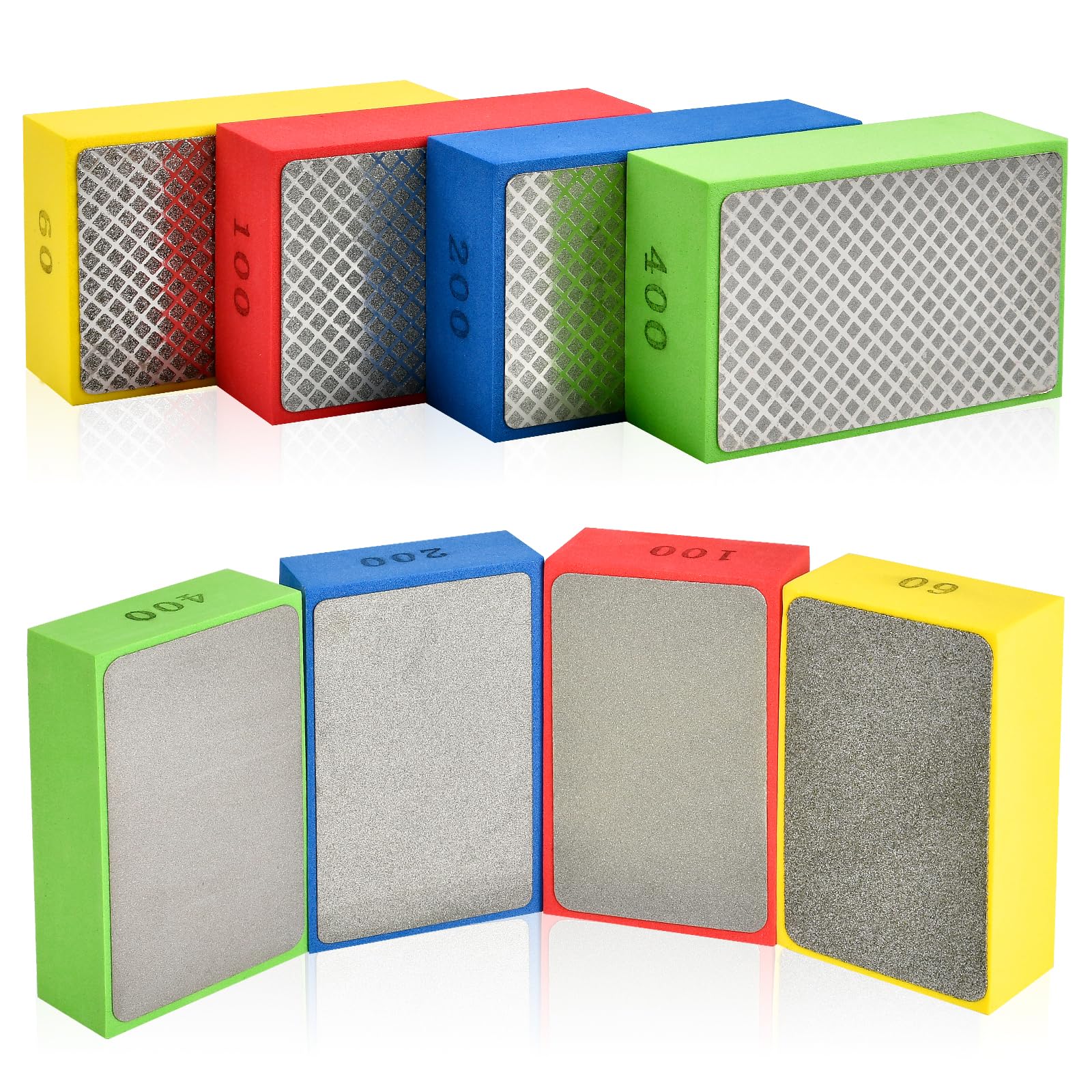 Milkary 8pcs Diamond Hand Polishing Pads, 60#,100#,200#,400# Grit ...