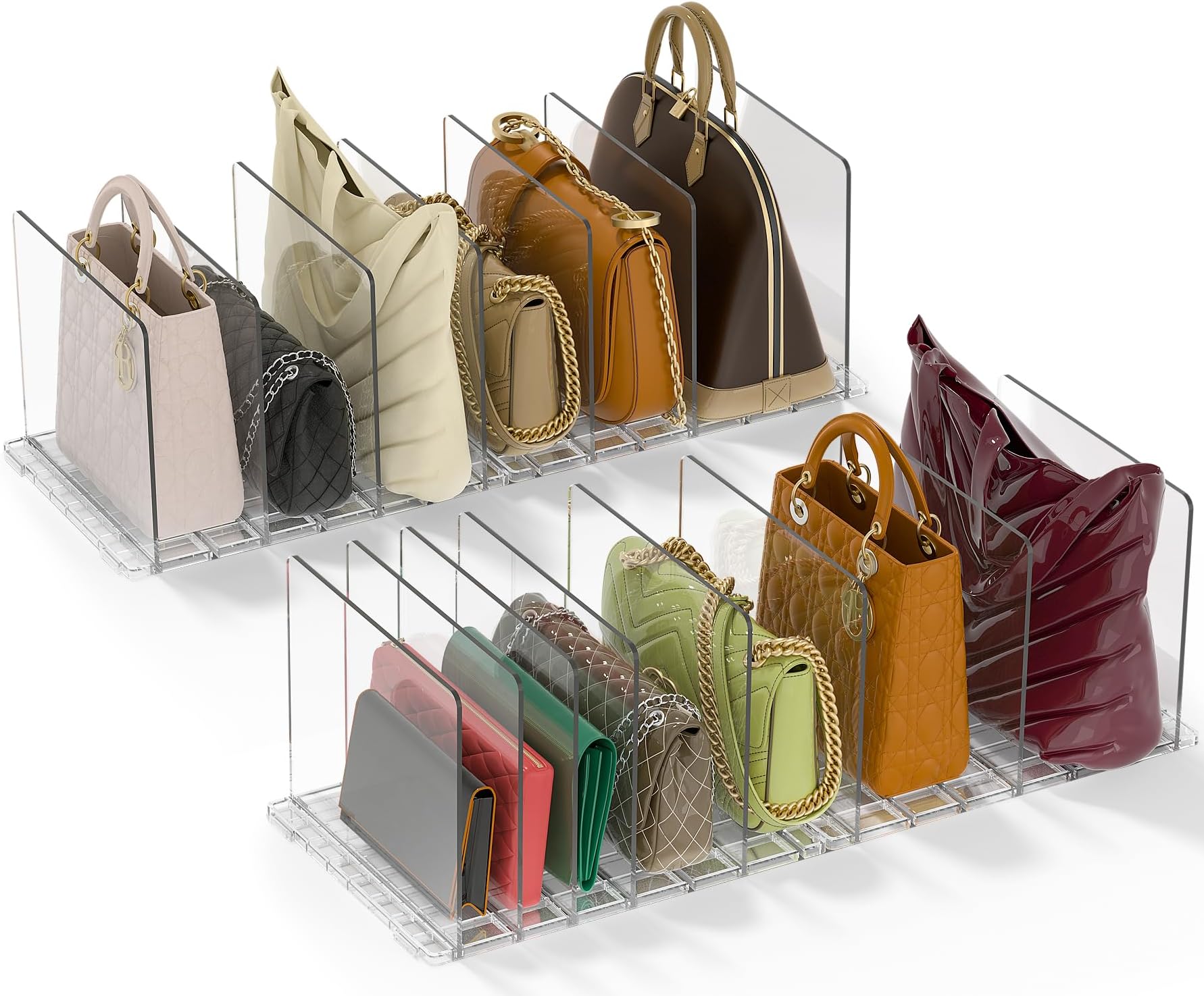 Amazon.com: Purse Dividers For Closet,2 Bases 8 Adjustable Divider ...