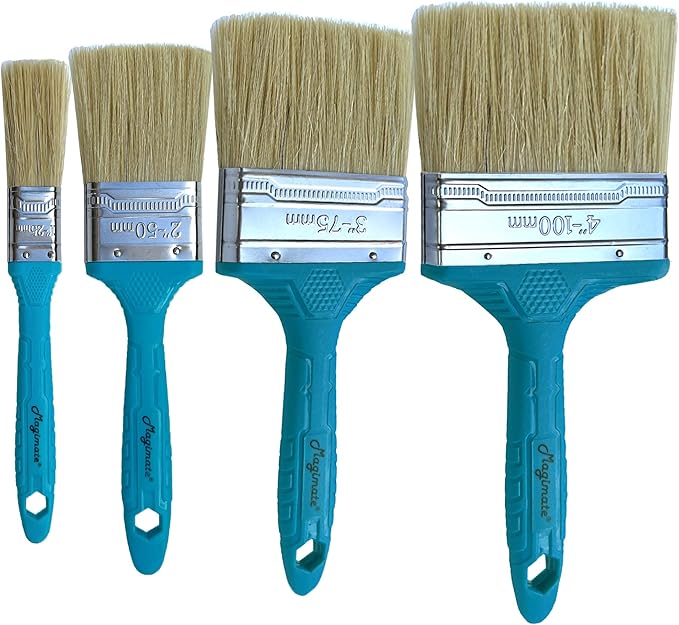 Magimate Stain Brushes Set 1-inch 2-inch 3-inch and 4-inch, Bristle Blended Paint Brush ...
