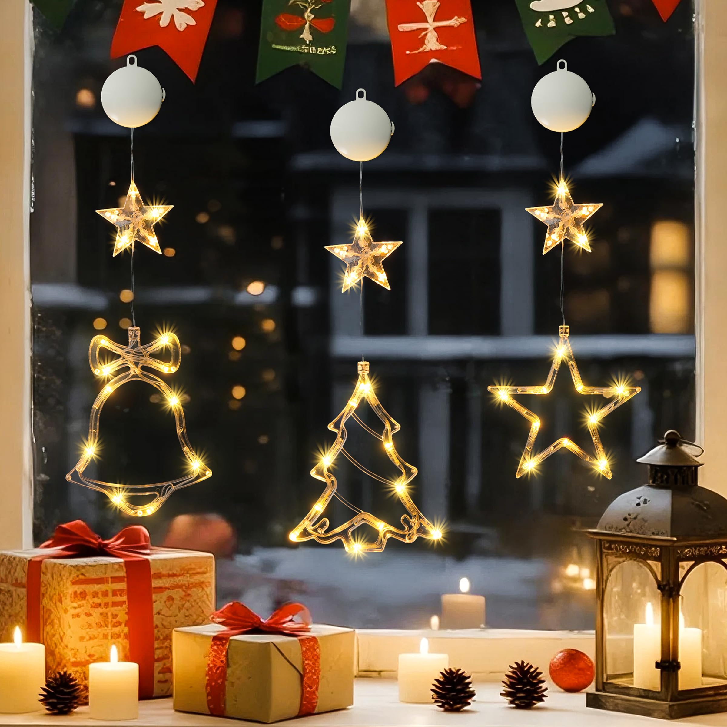 Snapklik.com : JMEXSUSS Christmas Window Decorations Lights - Jingle ...