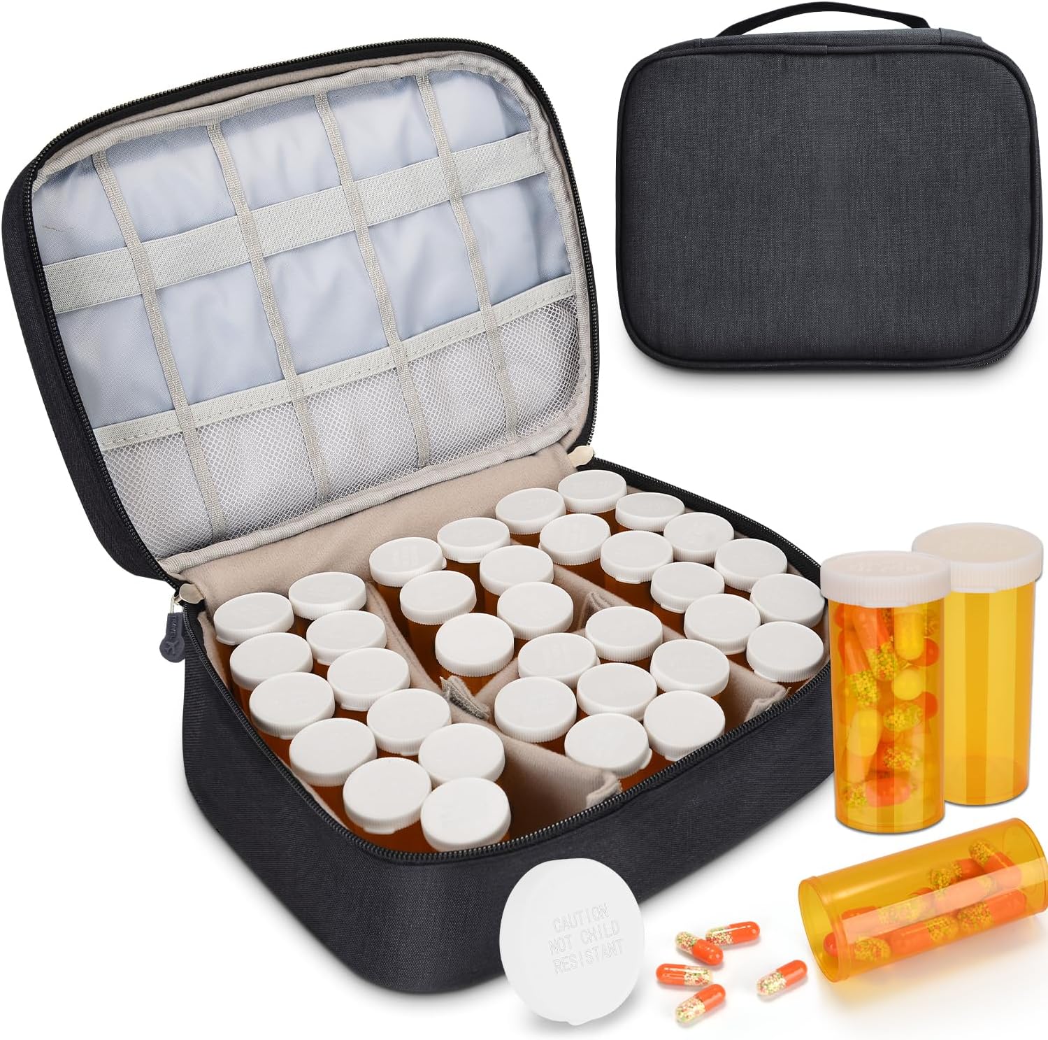 Amazon.com: Urekt 35 Pcs Pill Bottles Empty with Carrying Case, 8 Dram ...